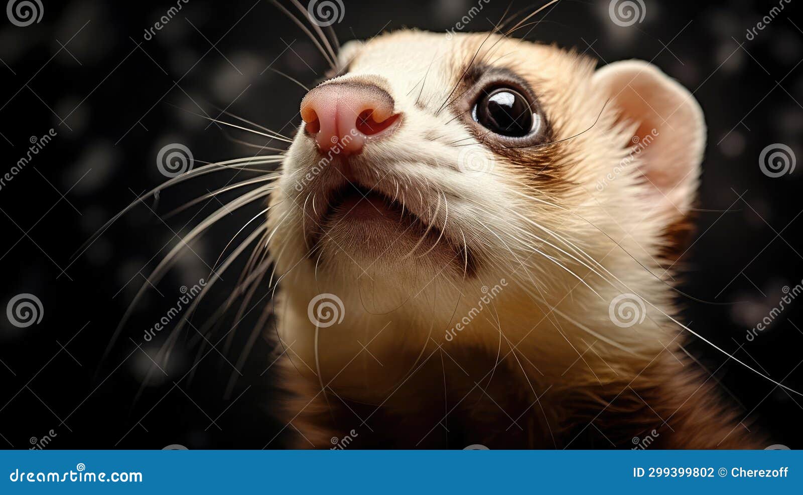 Ferret face close-up stock photo. Image of fluffy, portrait - 299399802
