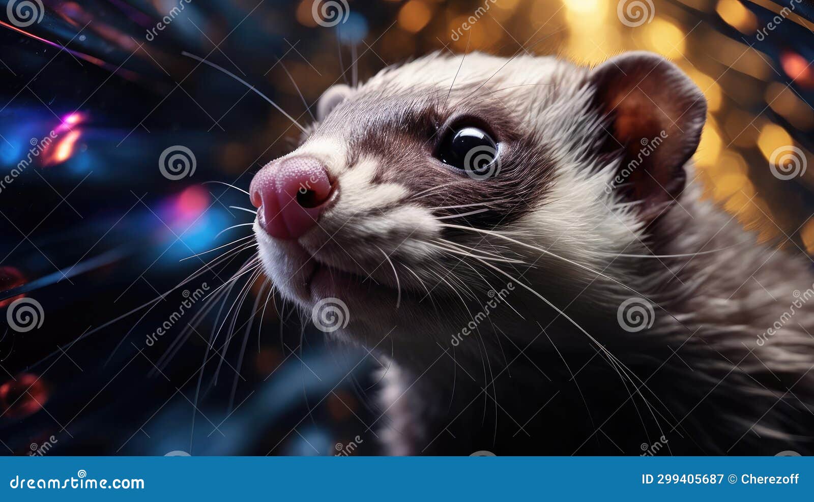 Ferret face close-up stock image. Image of breed, color - 299405687