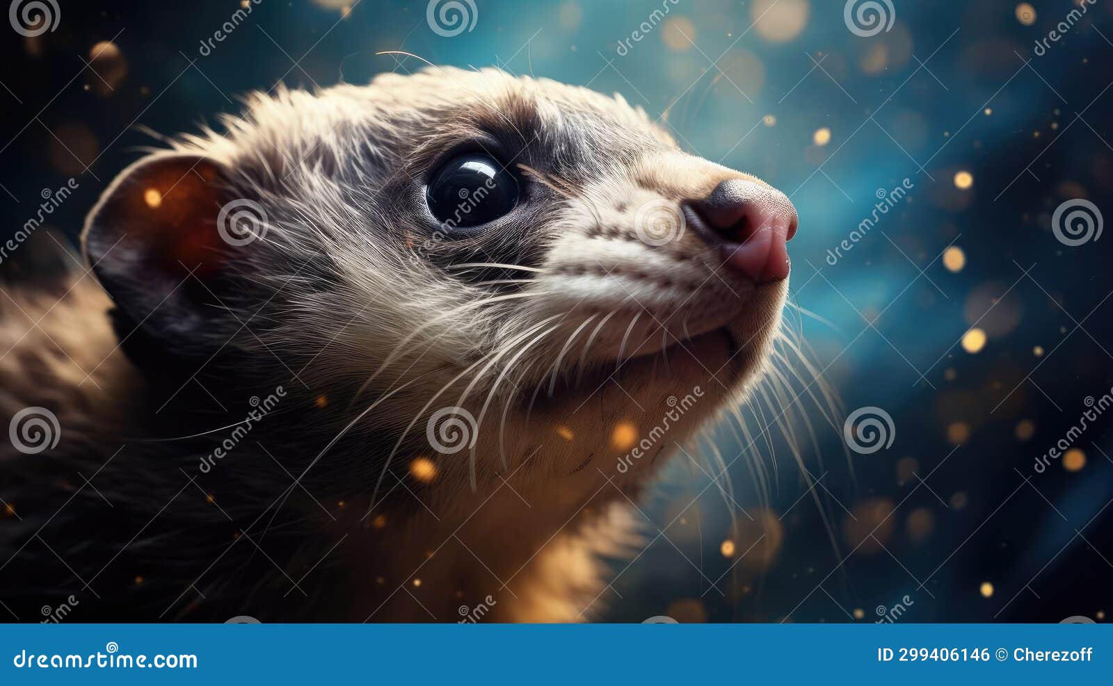 Ferret face close-up stock photo. Image of outdoor, polecat - 299406146
