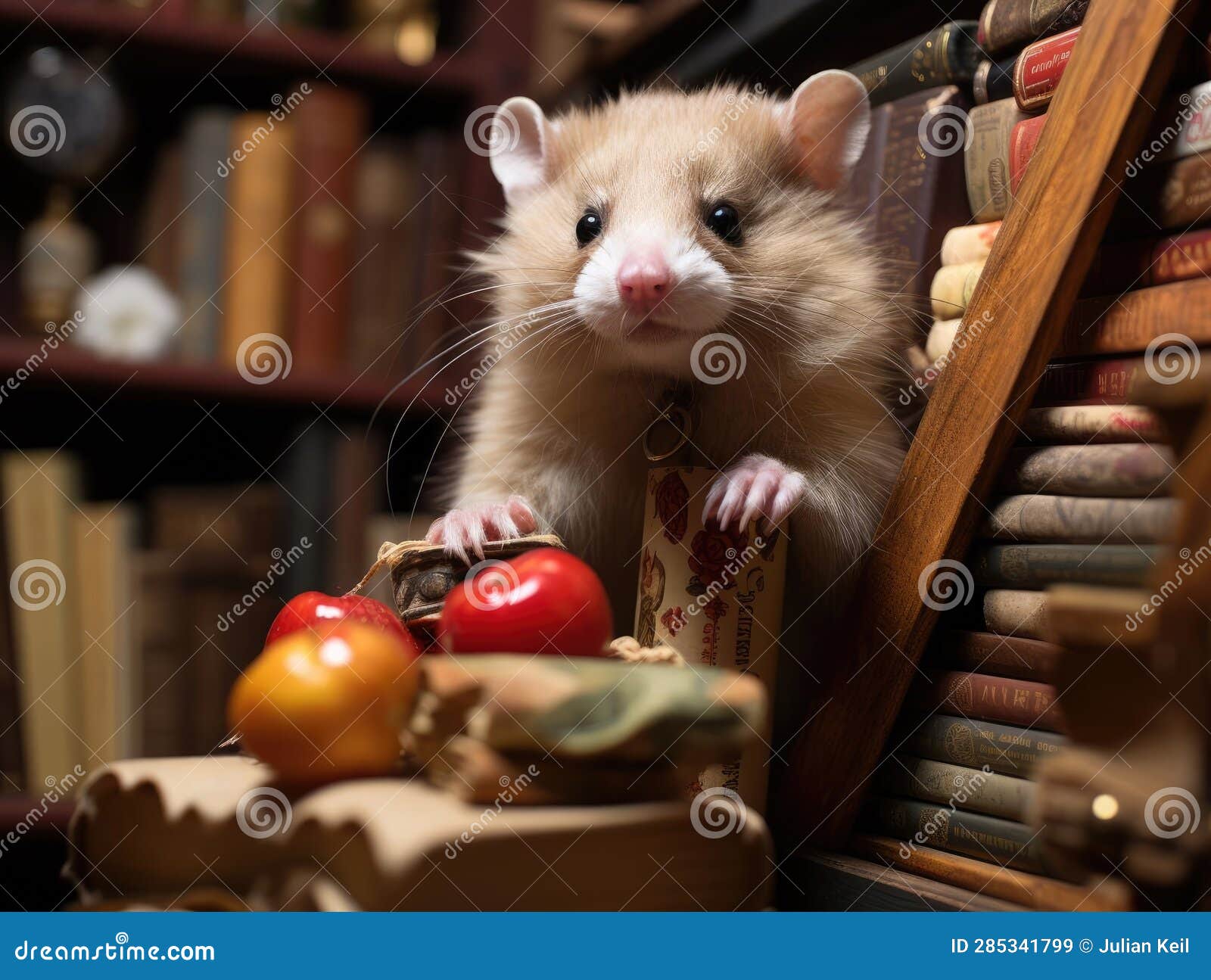 Ferret Reading Tiny Book In Mini Library Royalty-Free Stock Photo ...