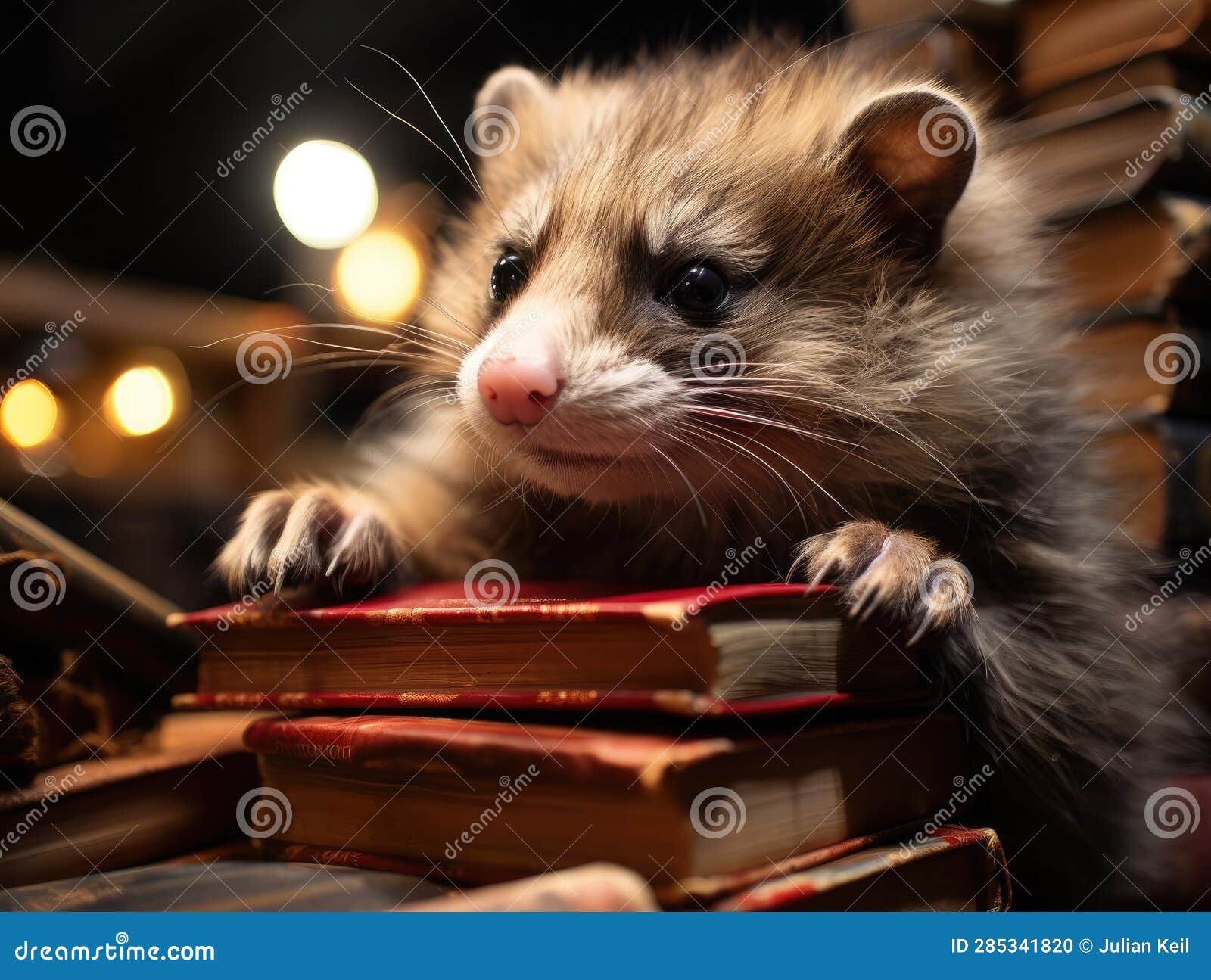 Ferret Reading Tiny Book In Mini Library Royalty-Free Stock Photo ...