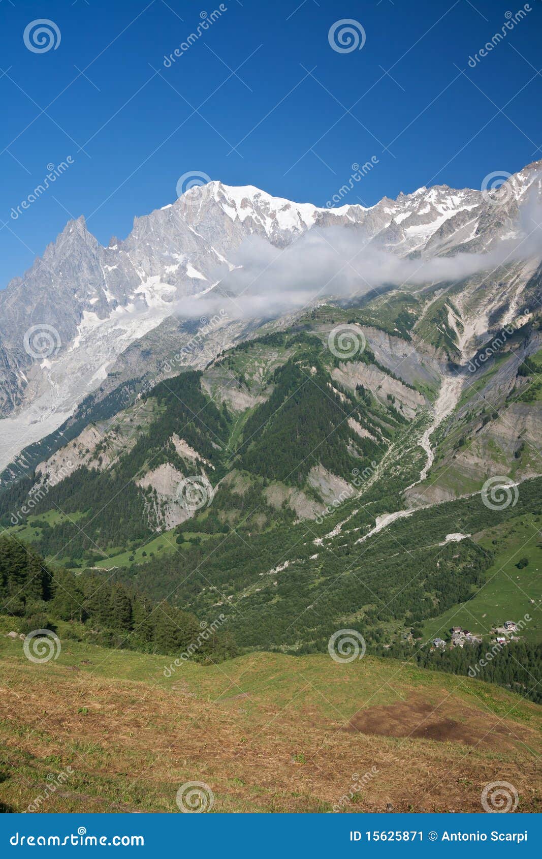 Ferret Valley and Mont Blanc - Stock Image - Image of summer, grass ...
