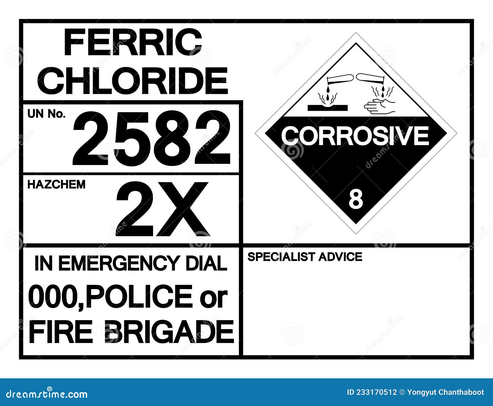Ferric Chloride UN2582 Symbol Sign, Vector Illustration, Isolate on ...