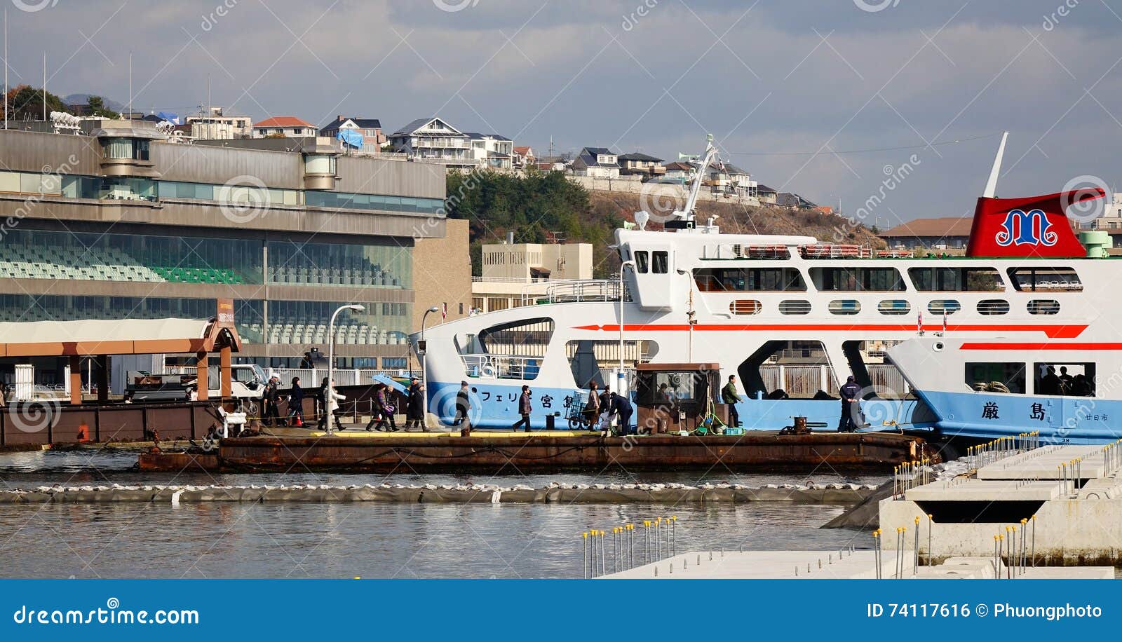 The Ferries Docking at Jetty in Itsukushima Island, Japan Editorial ...