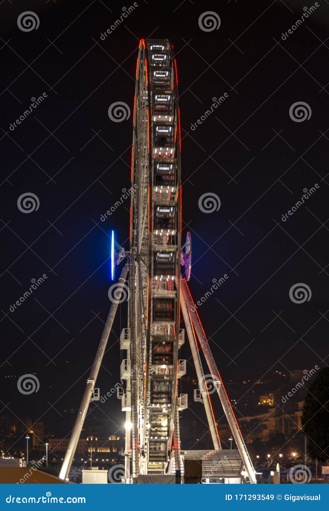 Ferris Wheel Attraction Side Night View Stock Image - Image of panorama ...