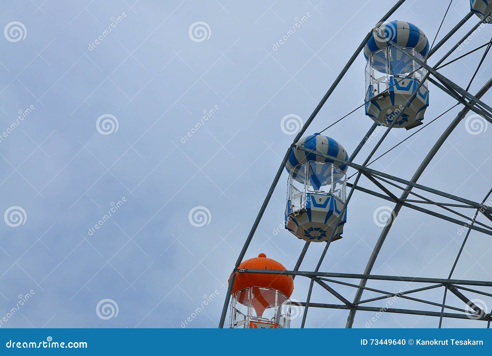 Ferris Wheel Baskets in Blue Sky Stock Photo - Image of blue, baskets ...