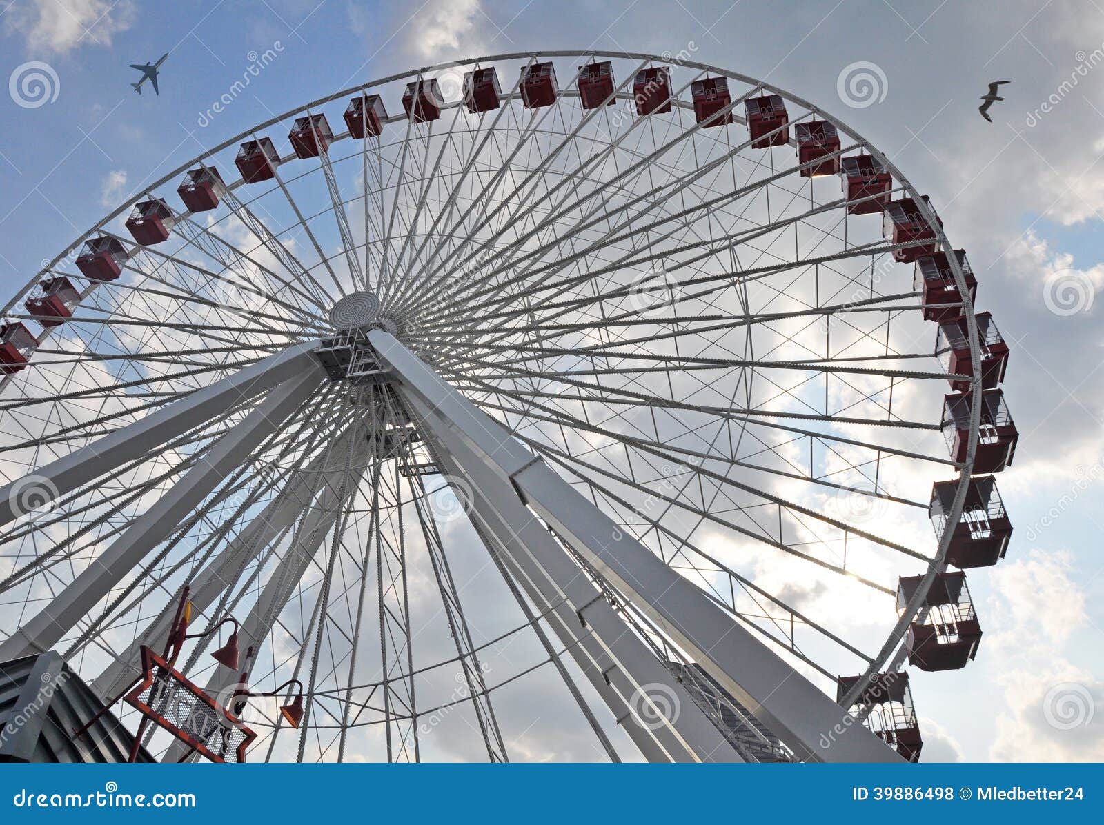 Ferris Wheel with Bird and Plane Editorial Stock Photo - Image of ...