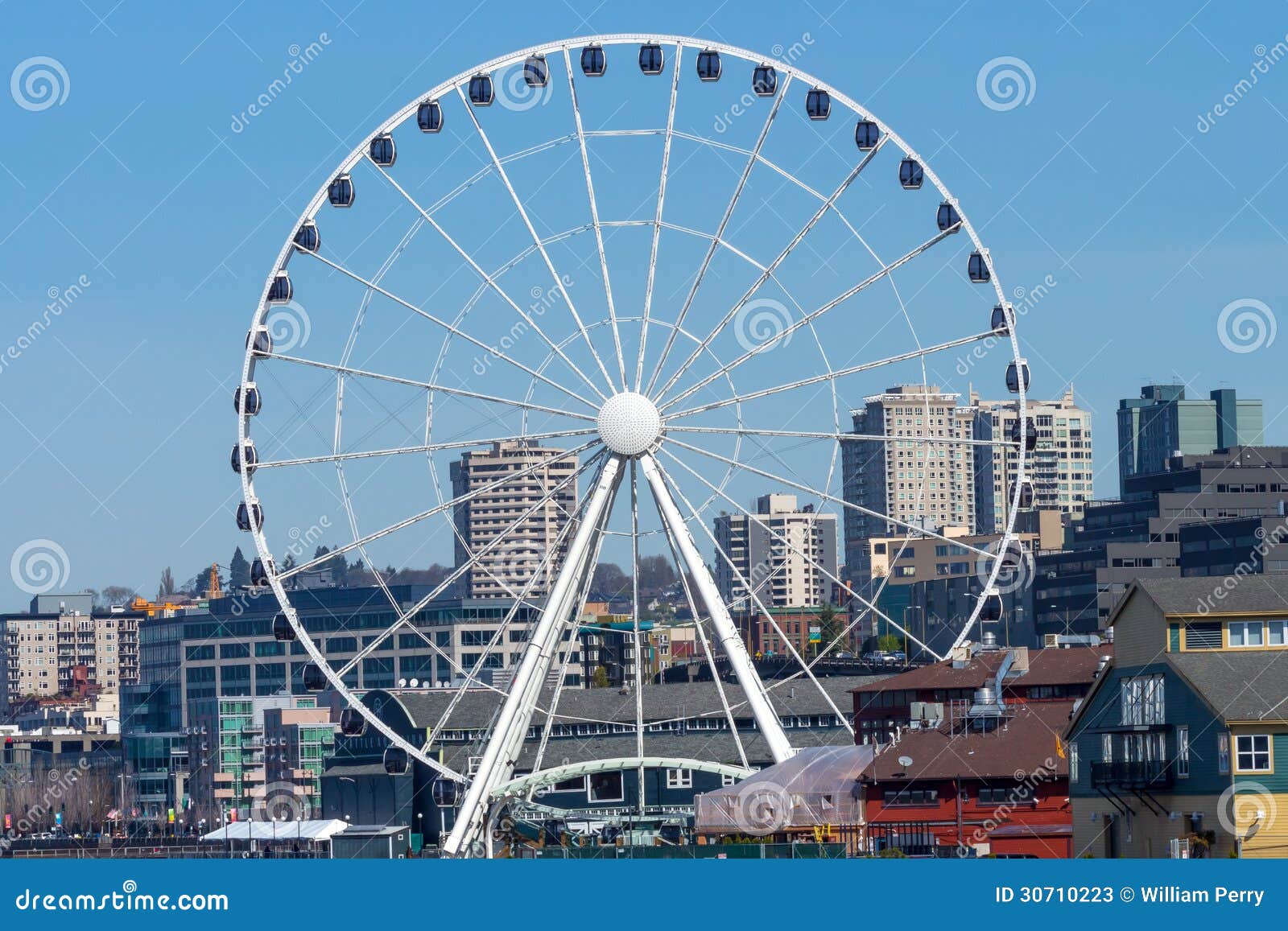 Ferris Wheel Buildings Waterfront Seattle Washington Stock Image ...