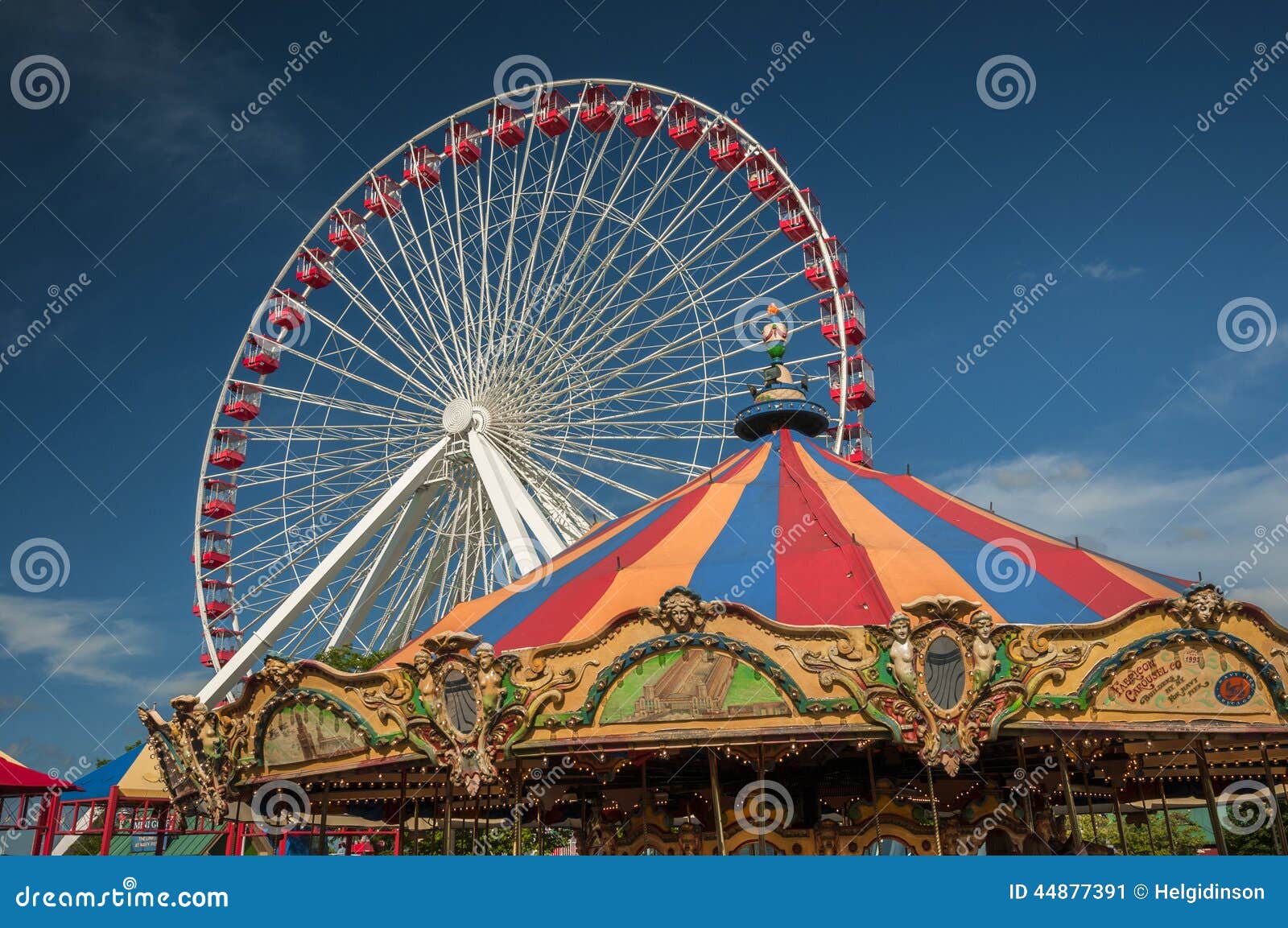 Ferris wheel and carousel stock image. Image of amuse - 44877391