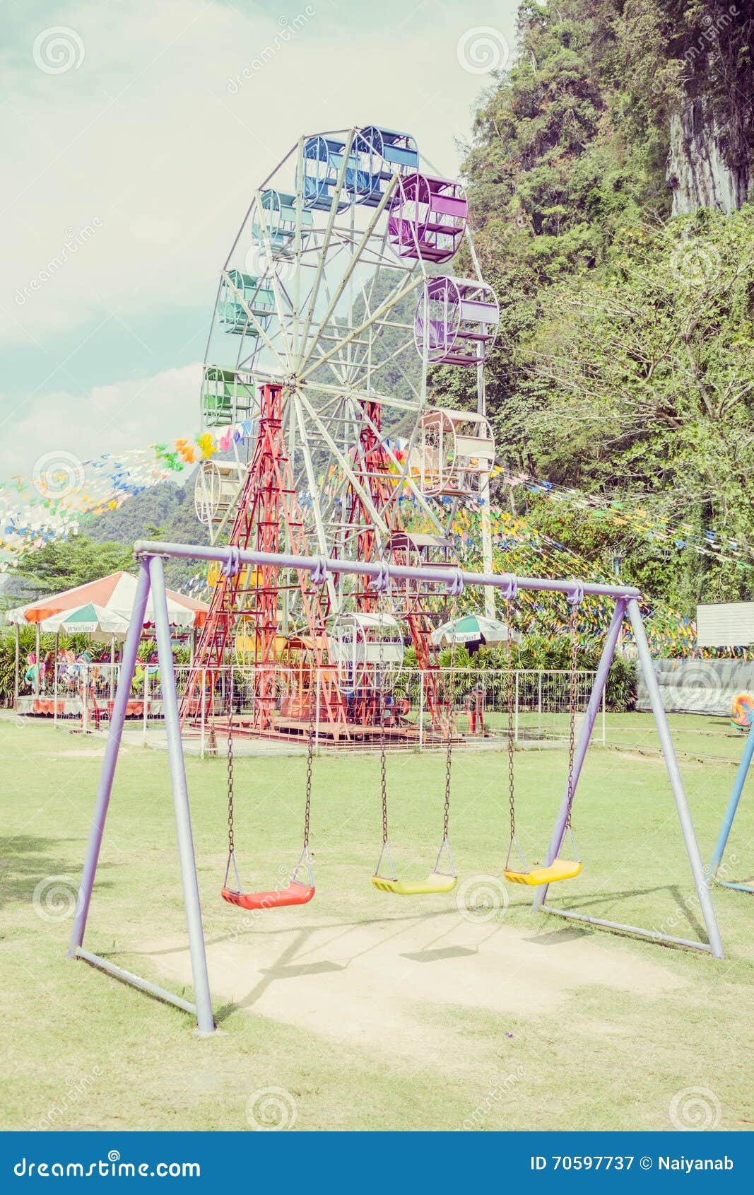 Ferris Wheel and Color Swing Editorial Photography - Image of ...