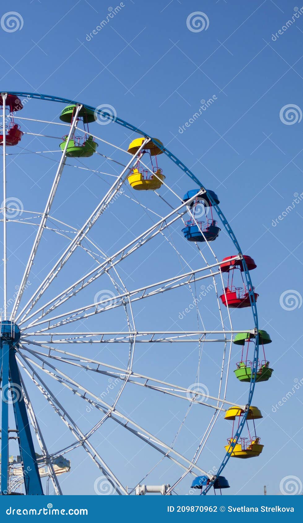 Ferris Wheel with Colored Booths Stock Photo - Image of wheel ...