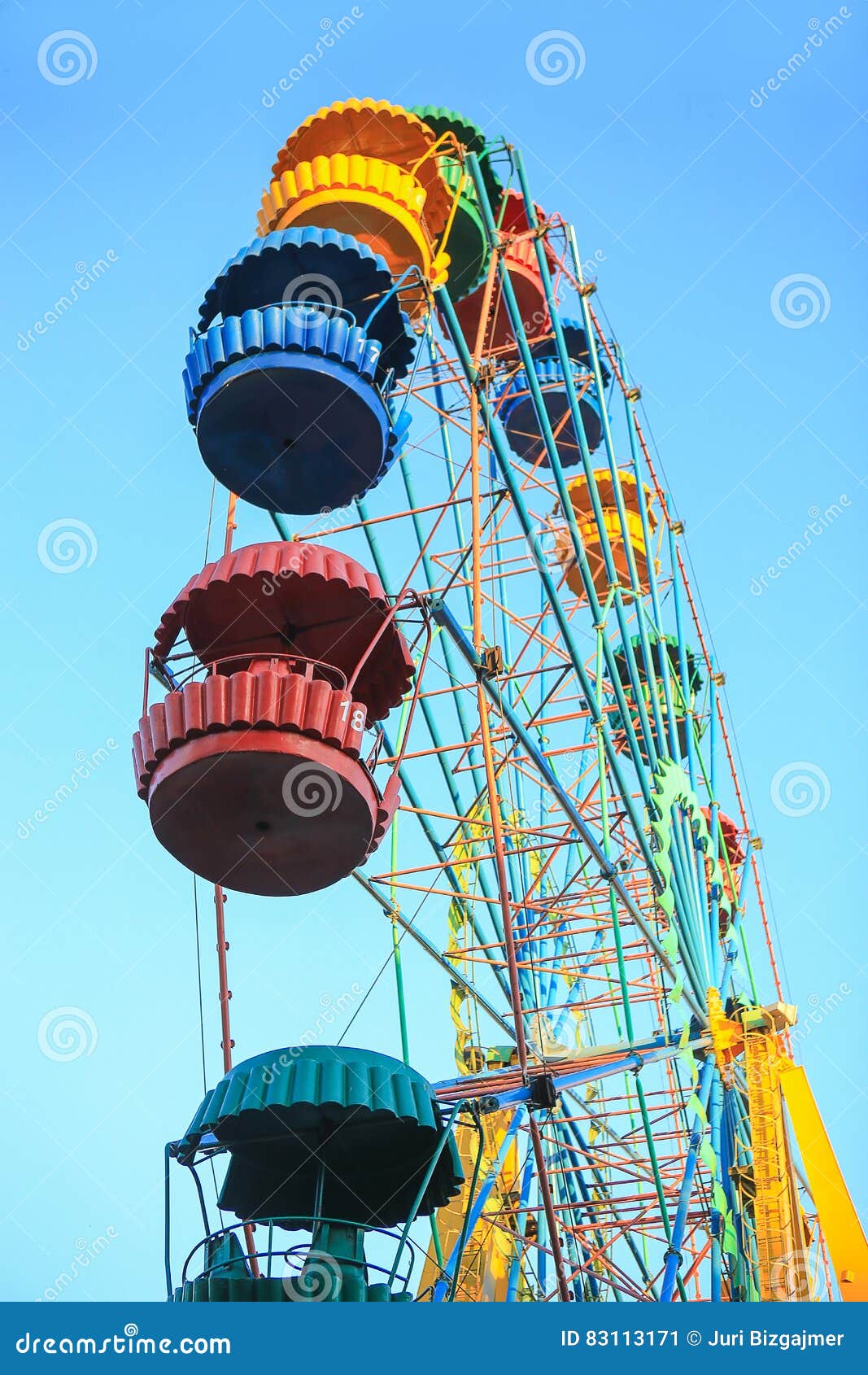 Ferris Wheel with Colorful Cabins Stock Image - Image of amusement ...