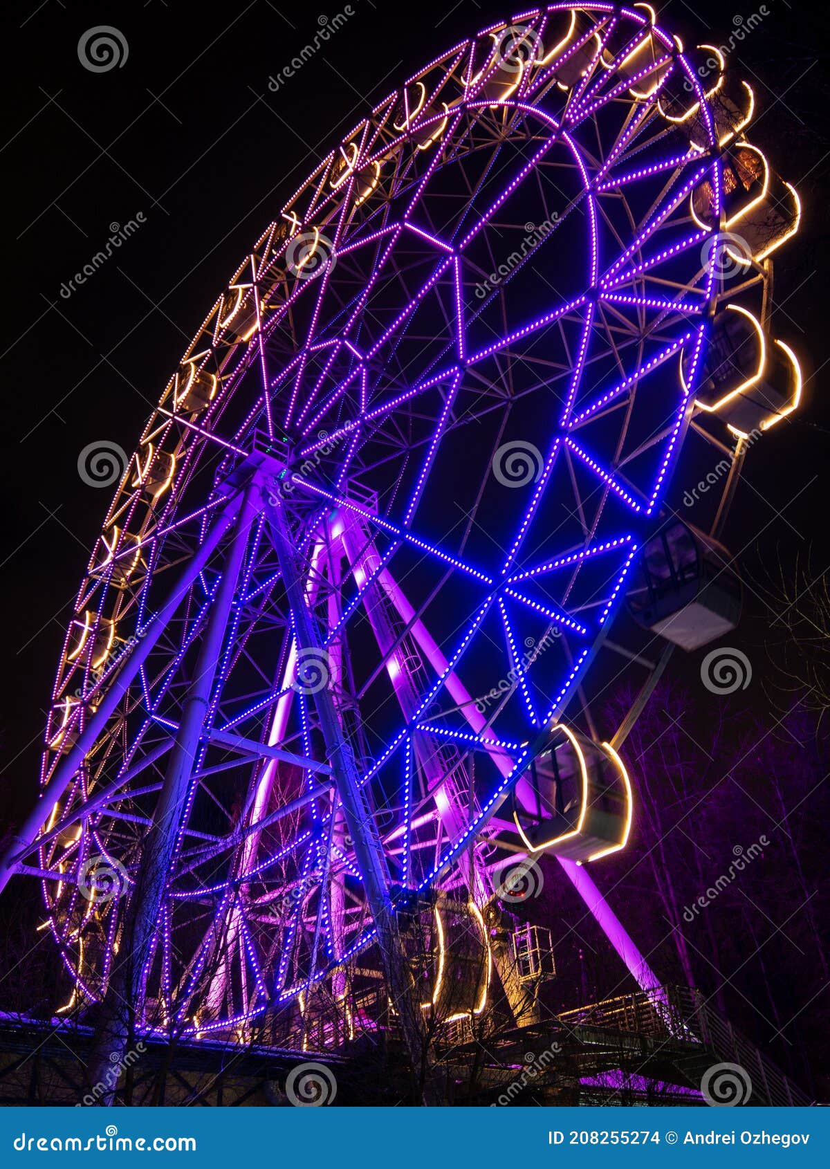 Ferris Wheel at the Fair Ground at Night Stock Photo - Image of turn ...
