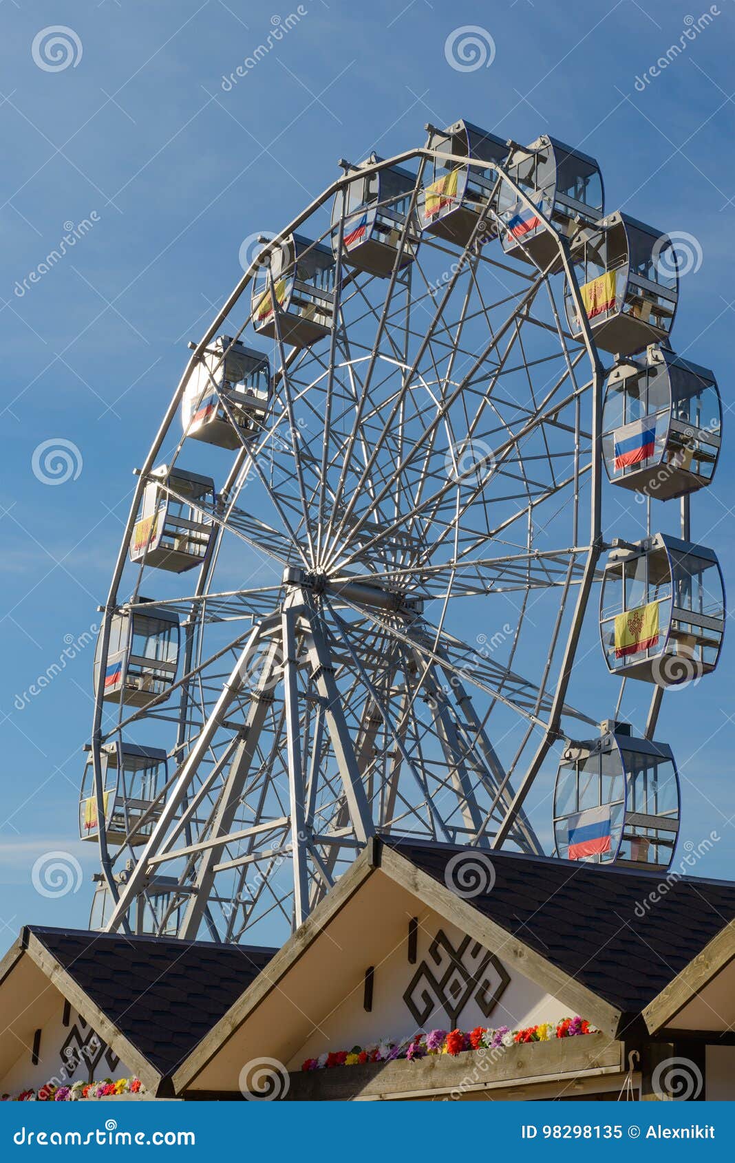 Ferris wheel with flags stock image. Image of park, modern - 98298135