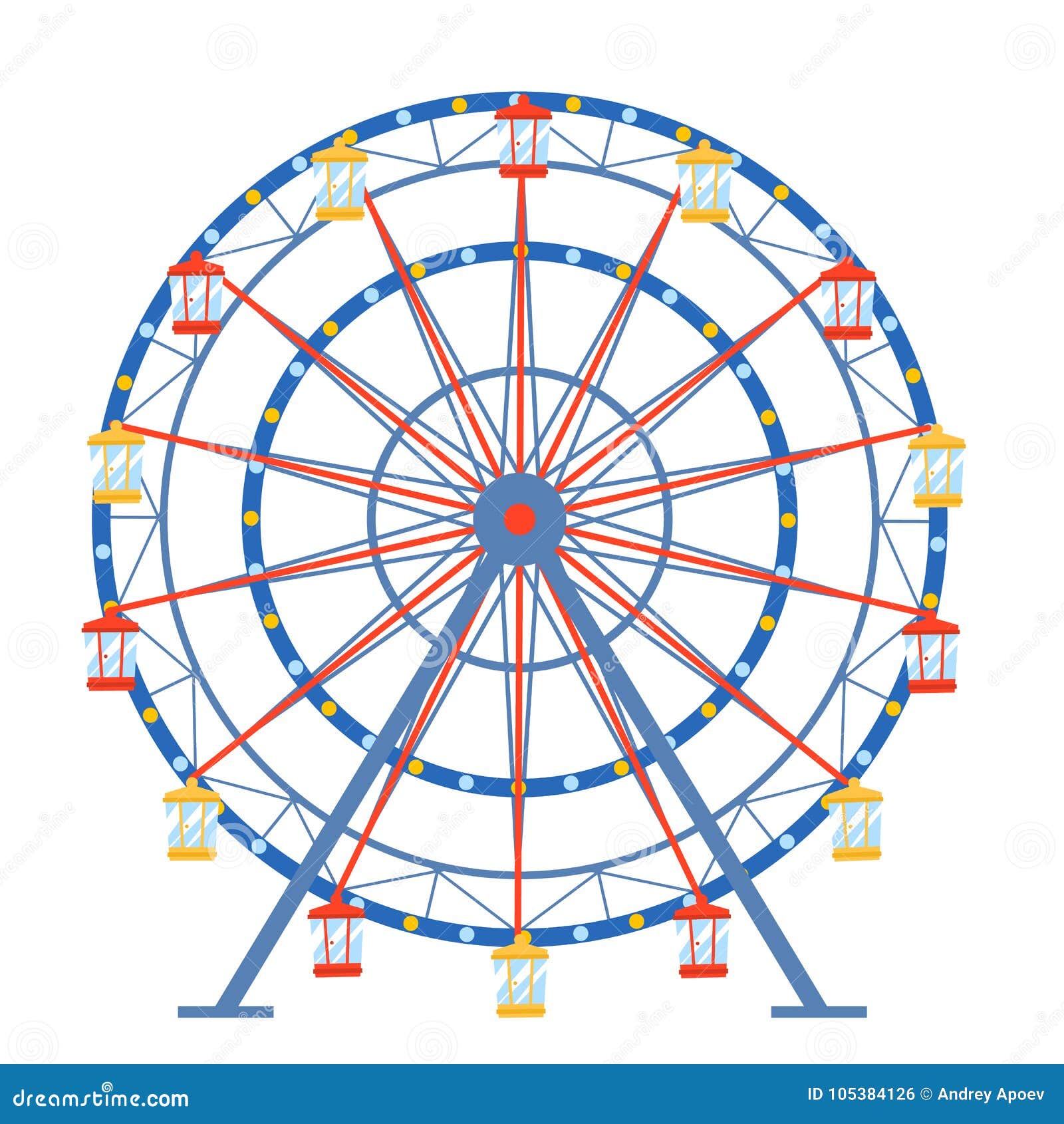 Ferris Wheel in a Flat Style on an Isolated Background Stock Vector ...
