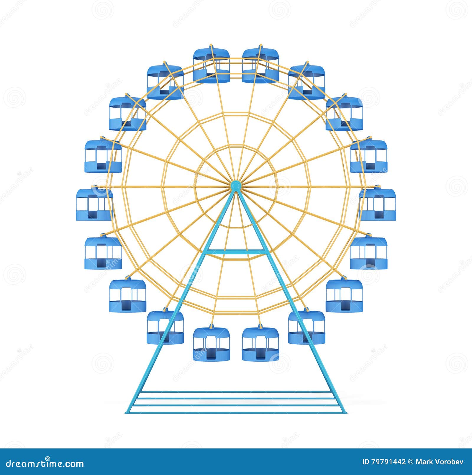 Ferris Wheel Front View Isolated. 3d Rendering Stock Illustration ...