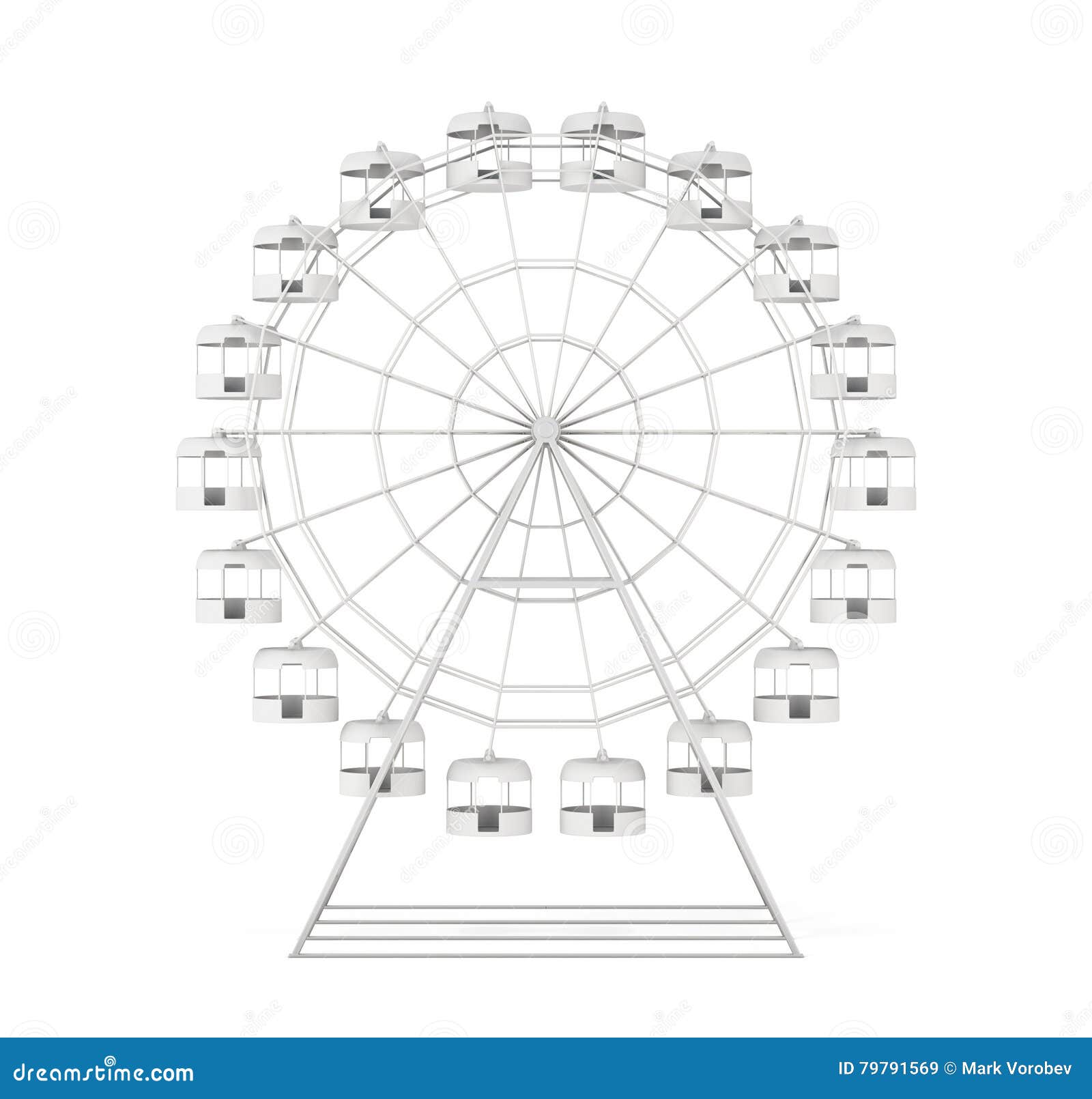 Ferris Wheel Front View Isolated. 3d Rendering Stock Illustration ...