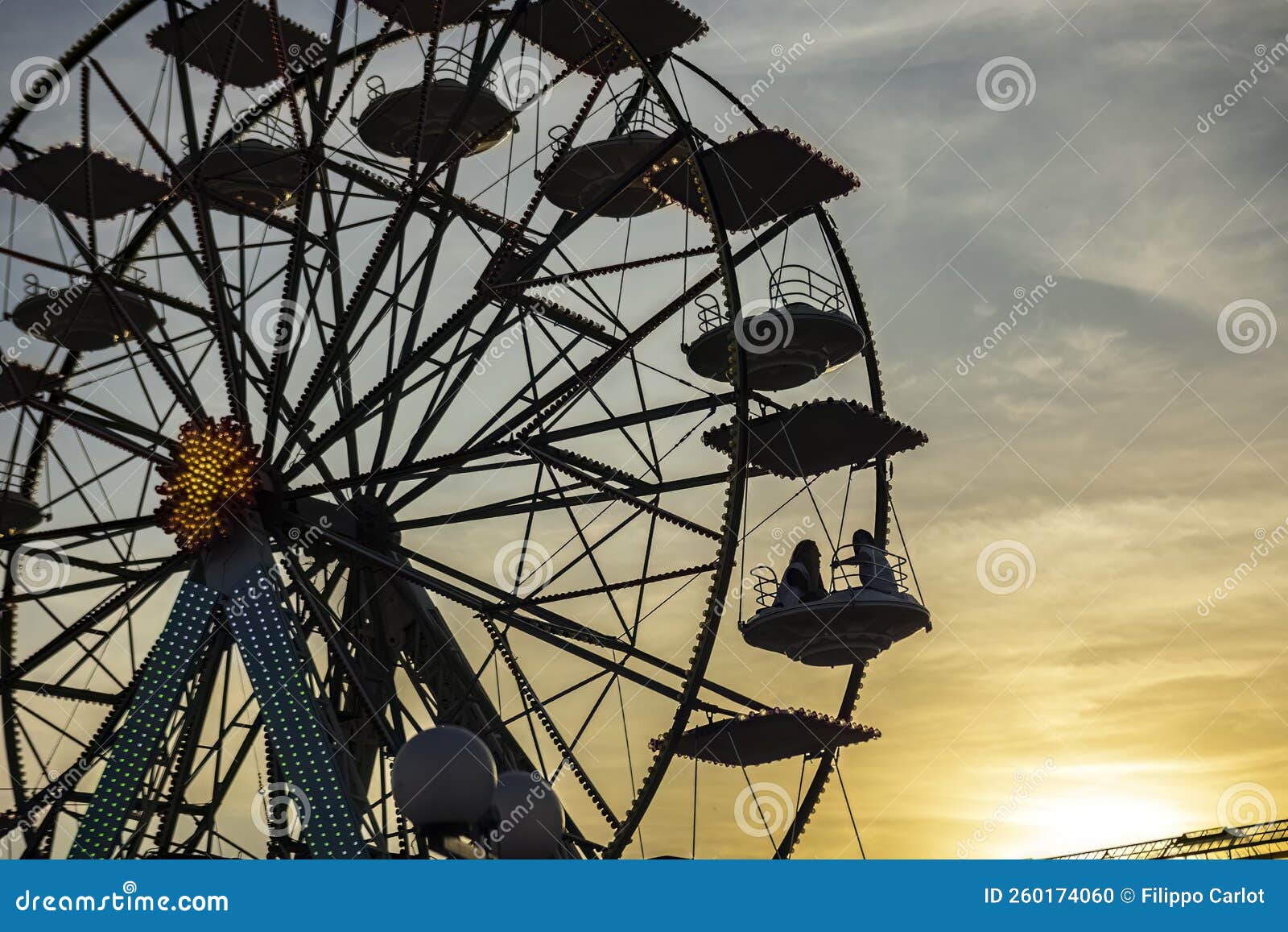 Ferris Wheel Funfair Sunset Stock Photo - Image of high, california ...
