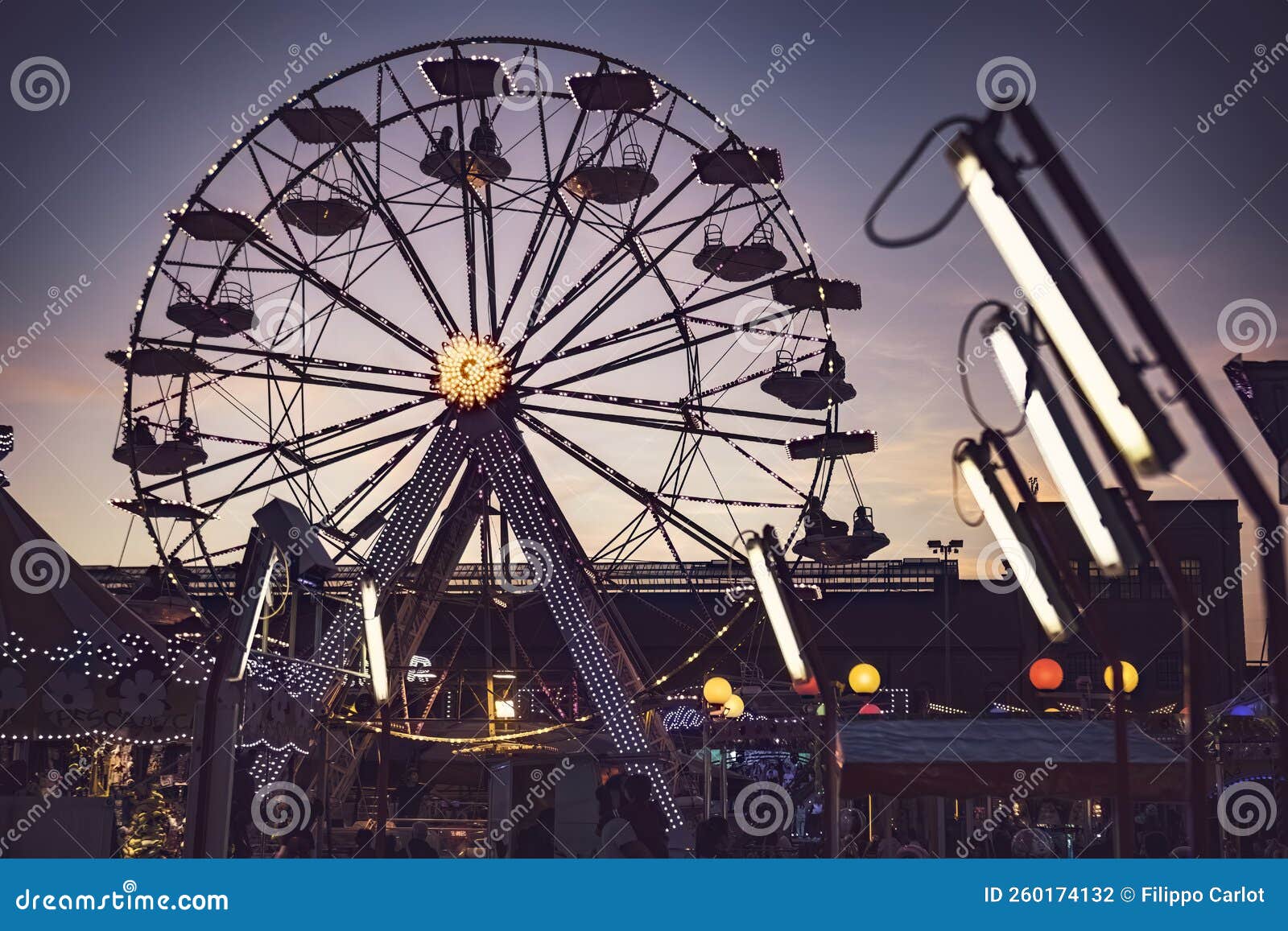 Ferris Wheel Funfair Sunset Stock Photo - Image of fair, carousel ...