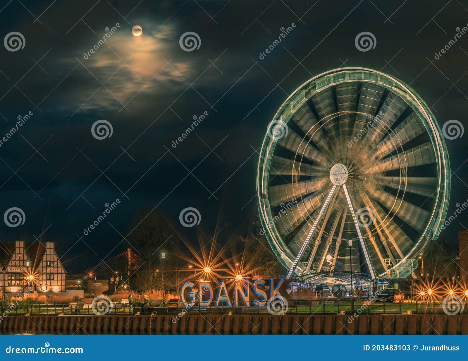 Ferris wheel in gdansk stock image. Image of townscape - 203483103