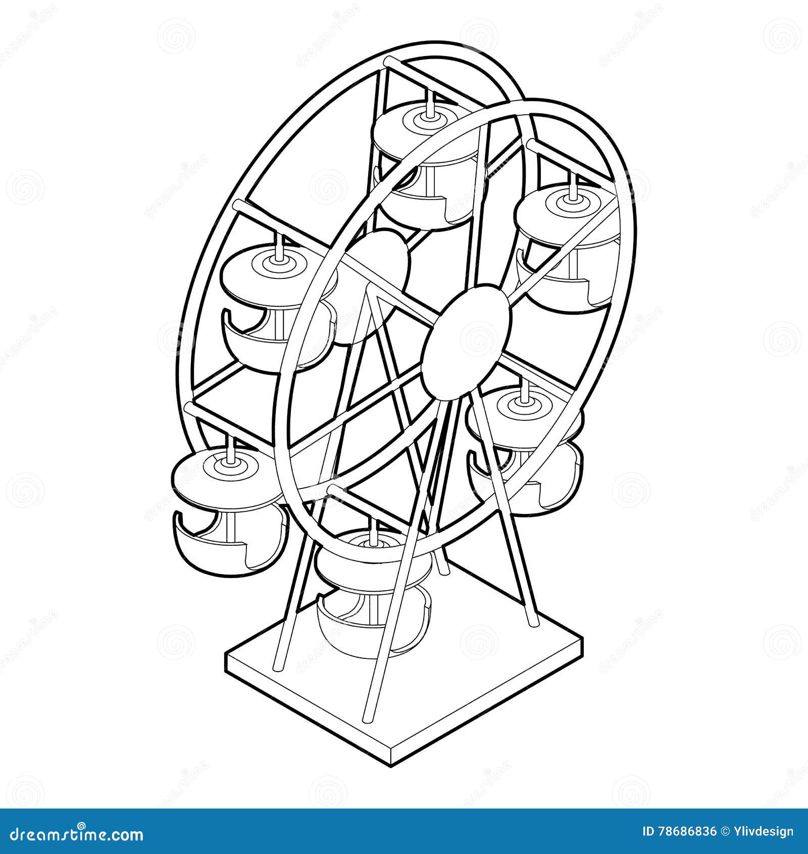Ferris Wheel Icon, Outline Style Stock Vector - Illustration of night ...