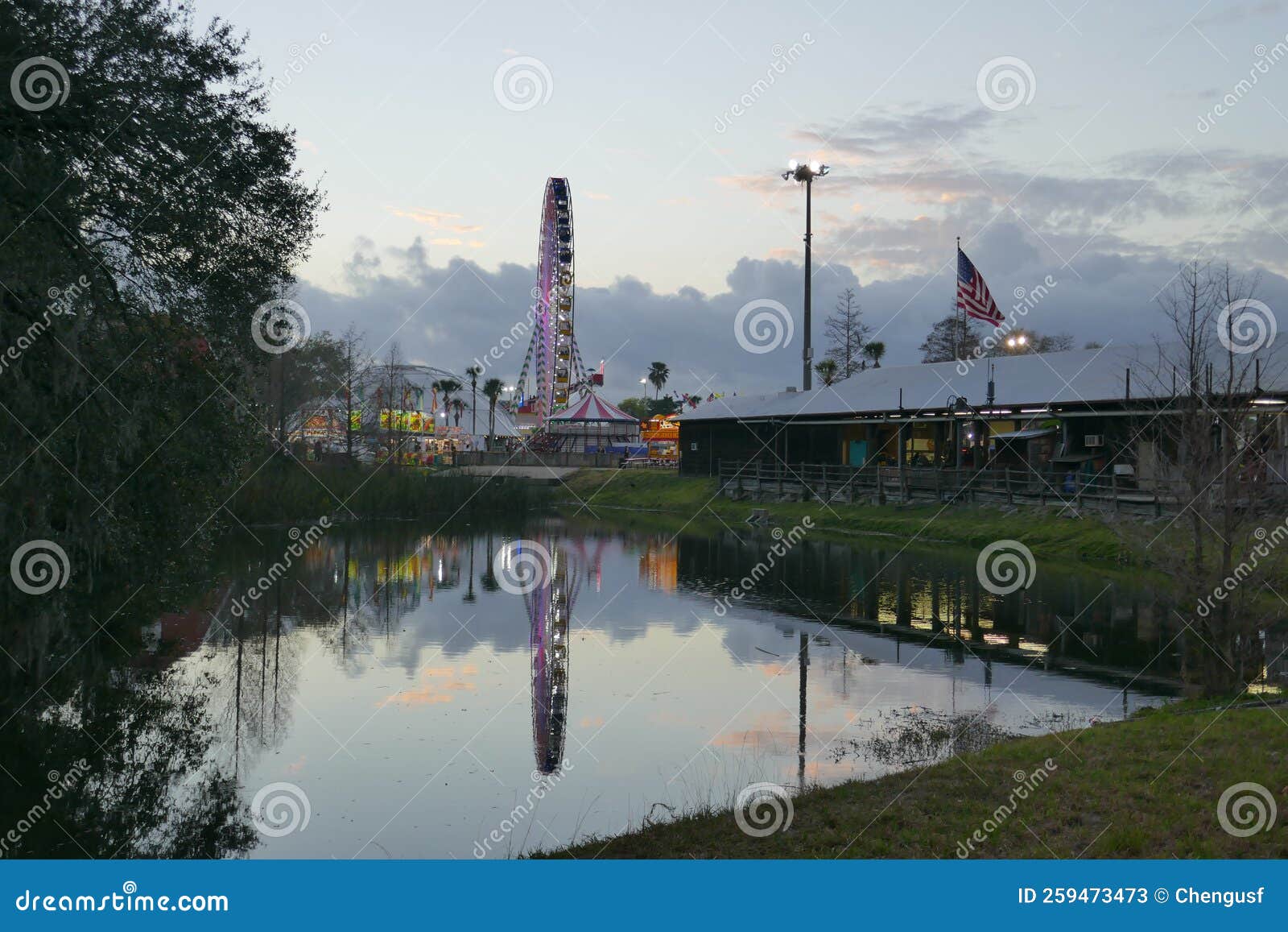 Ferris Wheel for Landscape View Stock Image - Image of time, sunset ...