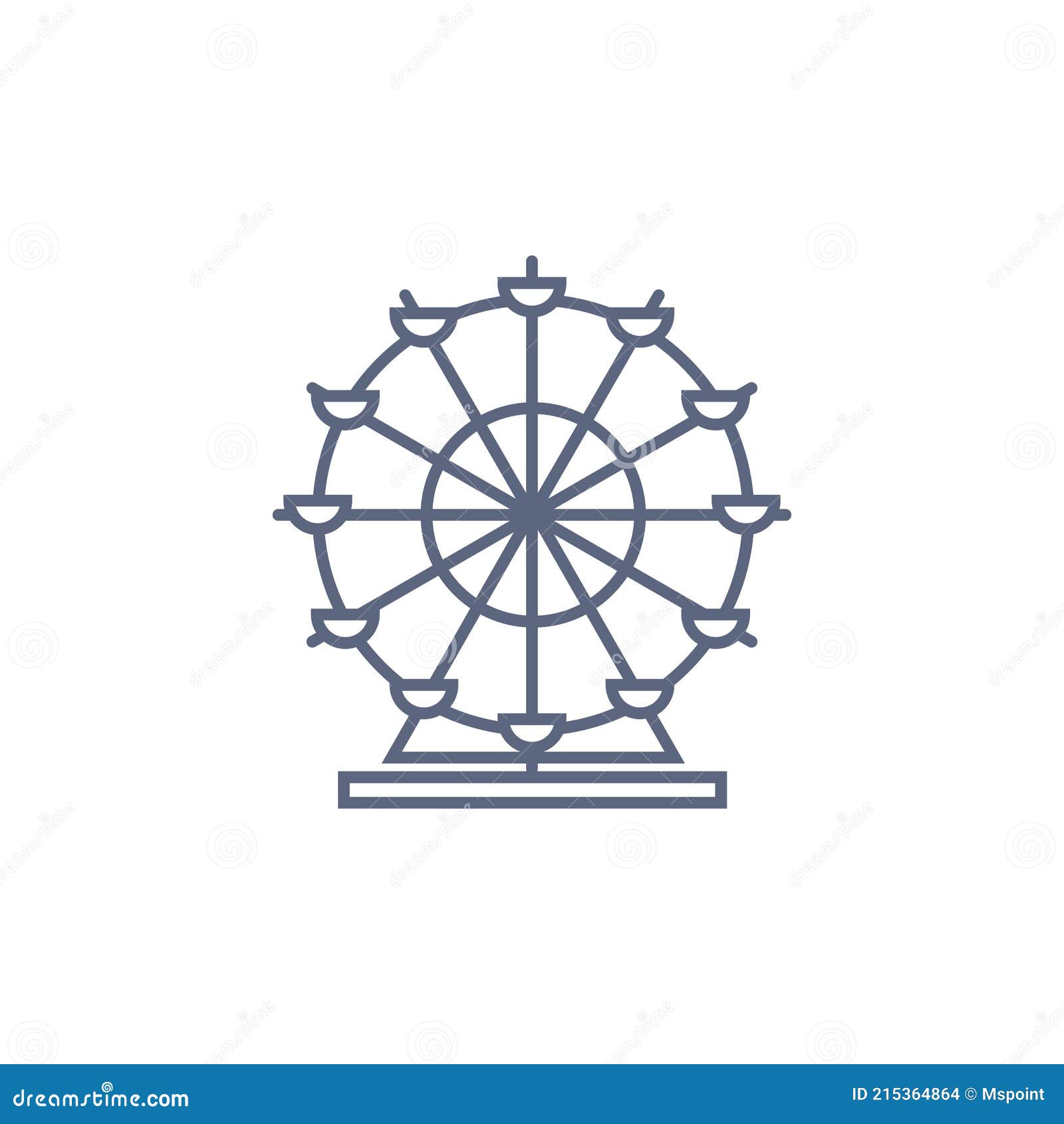 Ferris Wheel Line Icon - Carousel Simple Linear Pictogram on White ...