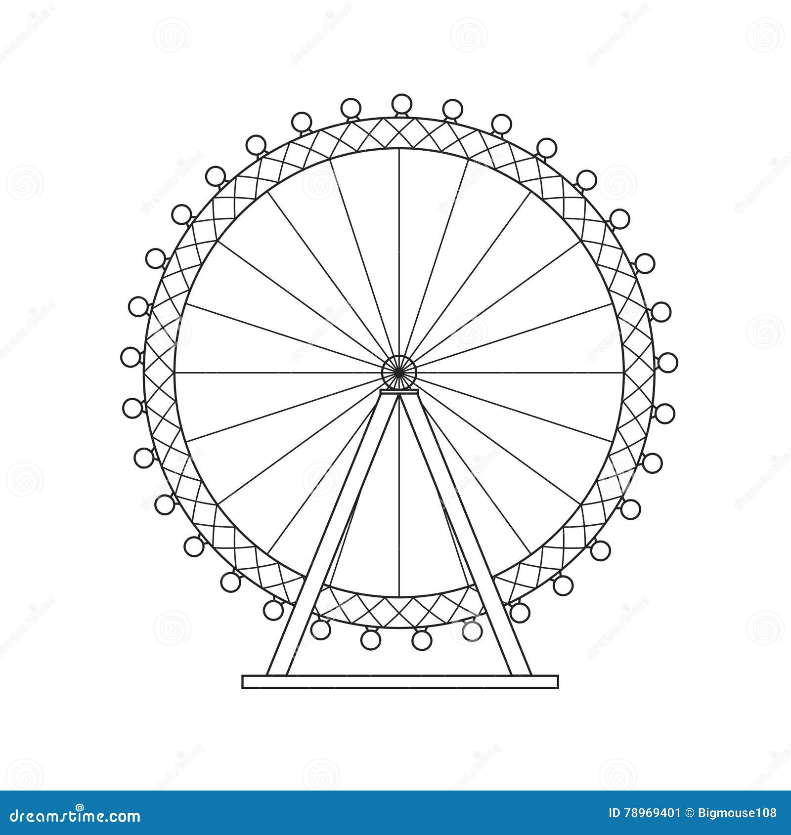 Ferris Wheel London Thin Line Vector Vector Illustratie - Illustration ...
