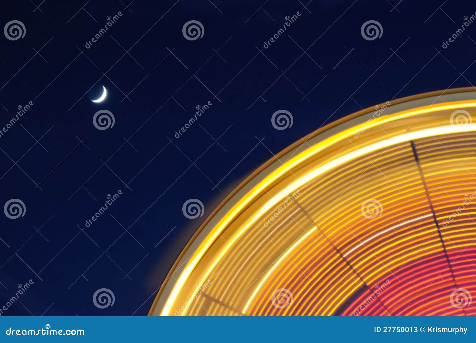 Ferris Wheel with Moon stock image. Image of ferris, lights - 27750013