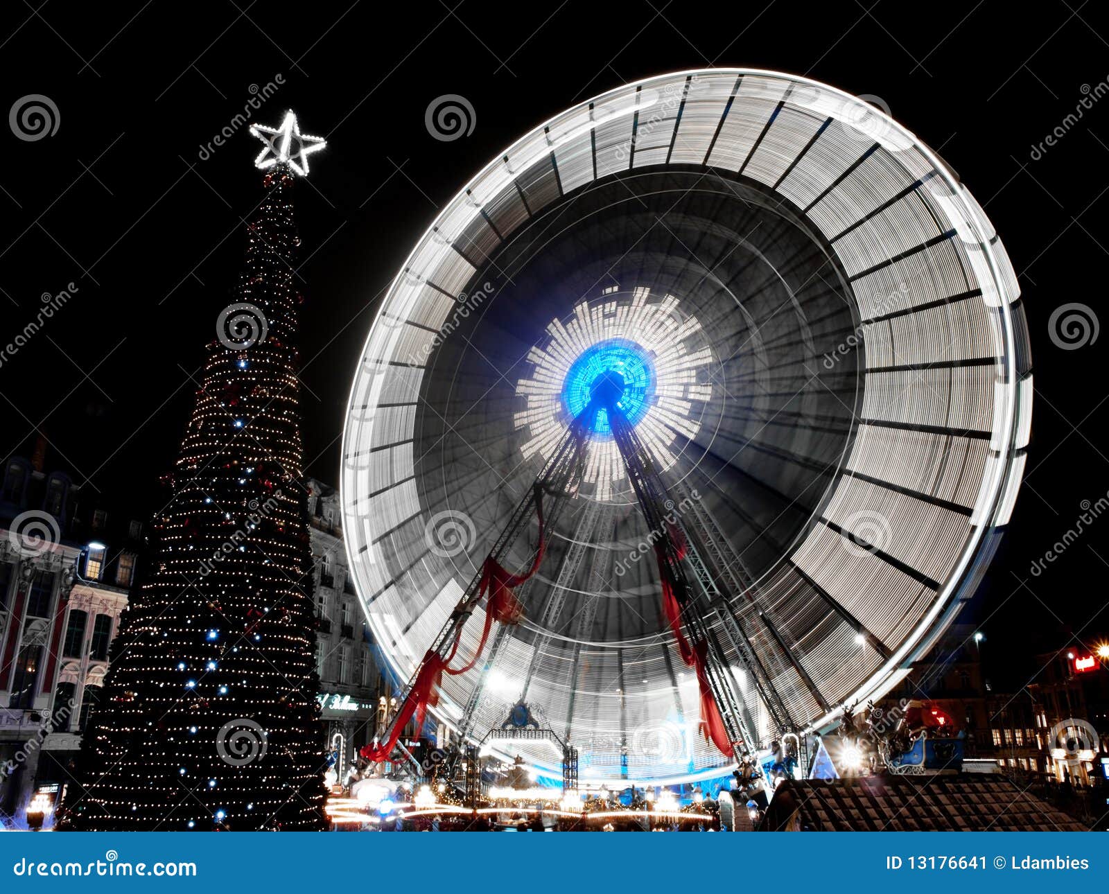 Ferris wheel at night stock image. Image of rotating - 13176641