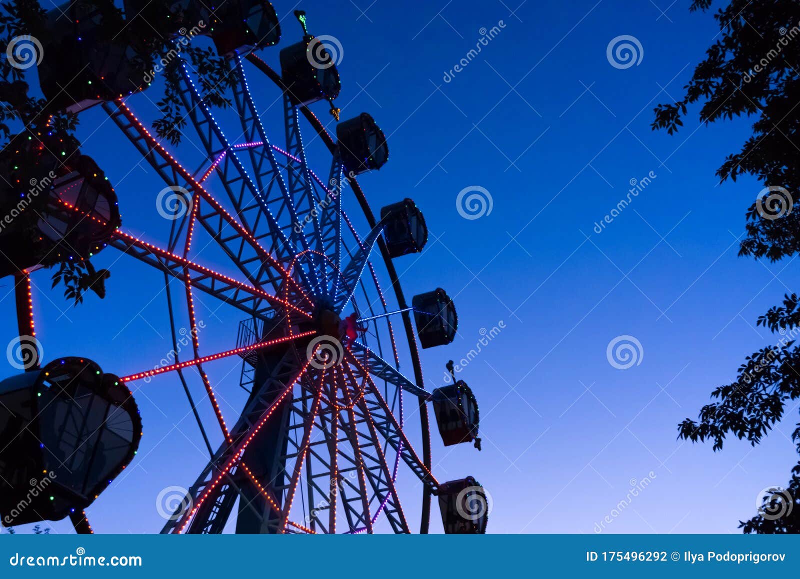 Ferris wheel at night stock photo. Image of blue, vegas - 175496292