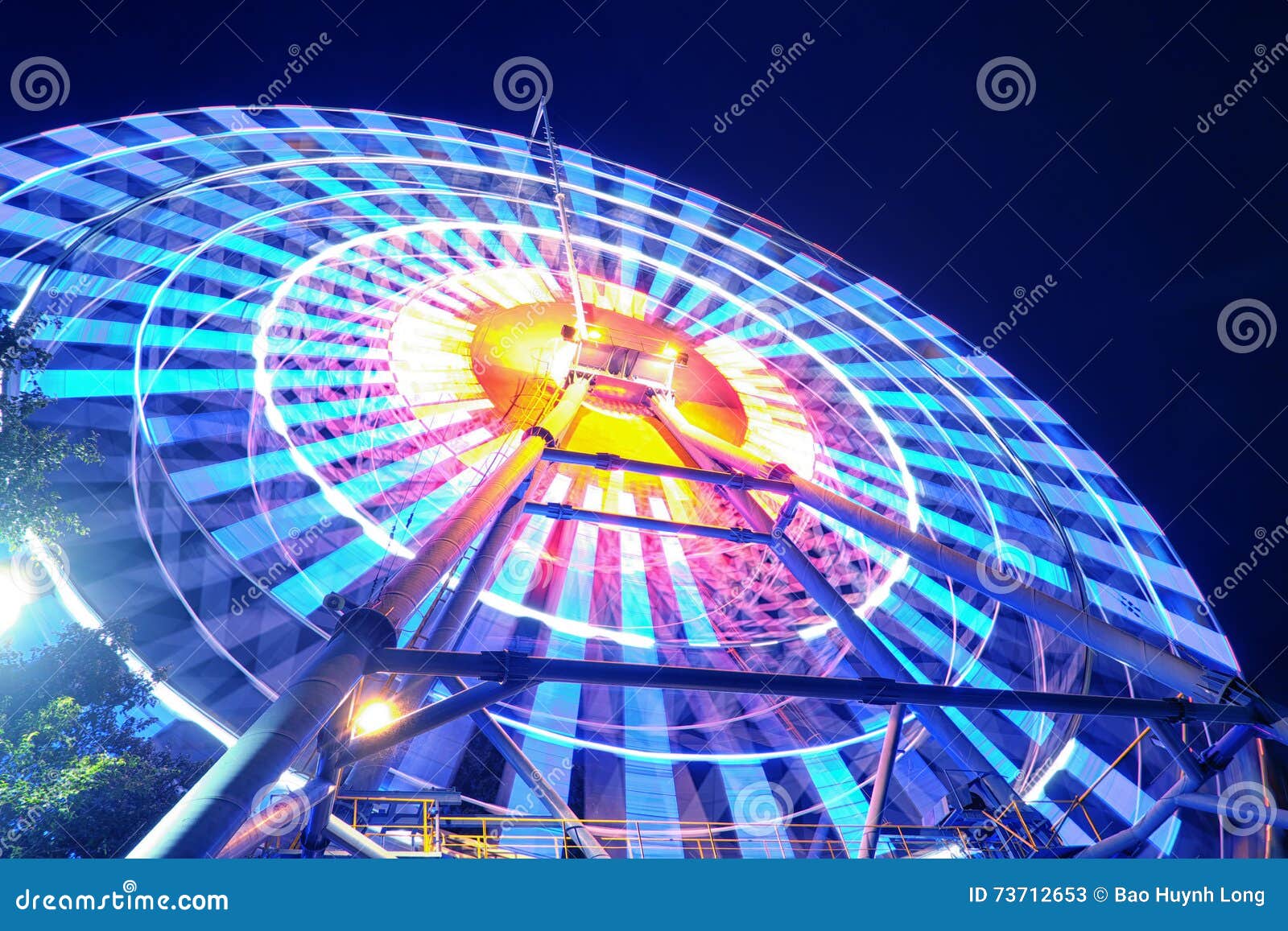 Ferris Wheel at night stock image. Image of rotate, saigon - 73712653