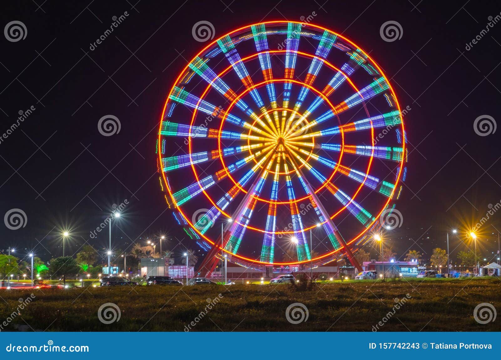 Ferris wheel night city stock image. Image of carousel - 157742243