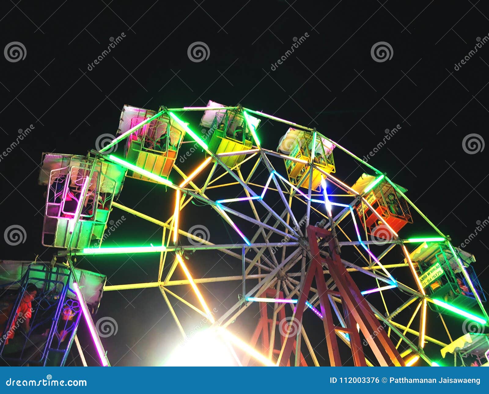 Ferris Wheel with Night Light on Black Background. Editorial Photo ...