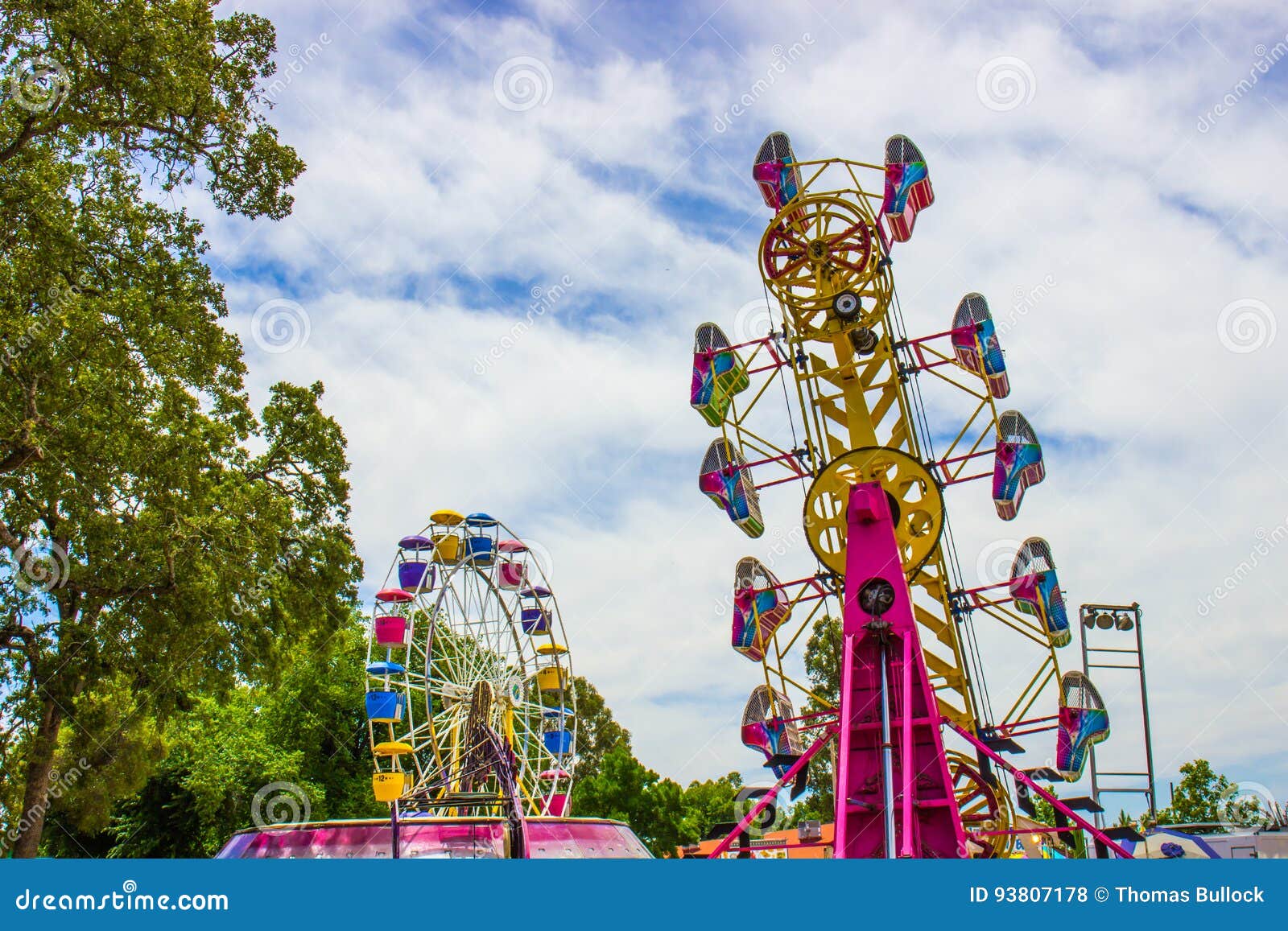 Ferris Wheel & Other Ride at Small County Fair Stock Photo - Image of ...