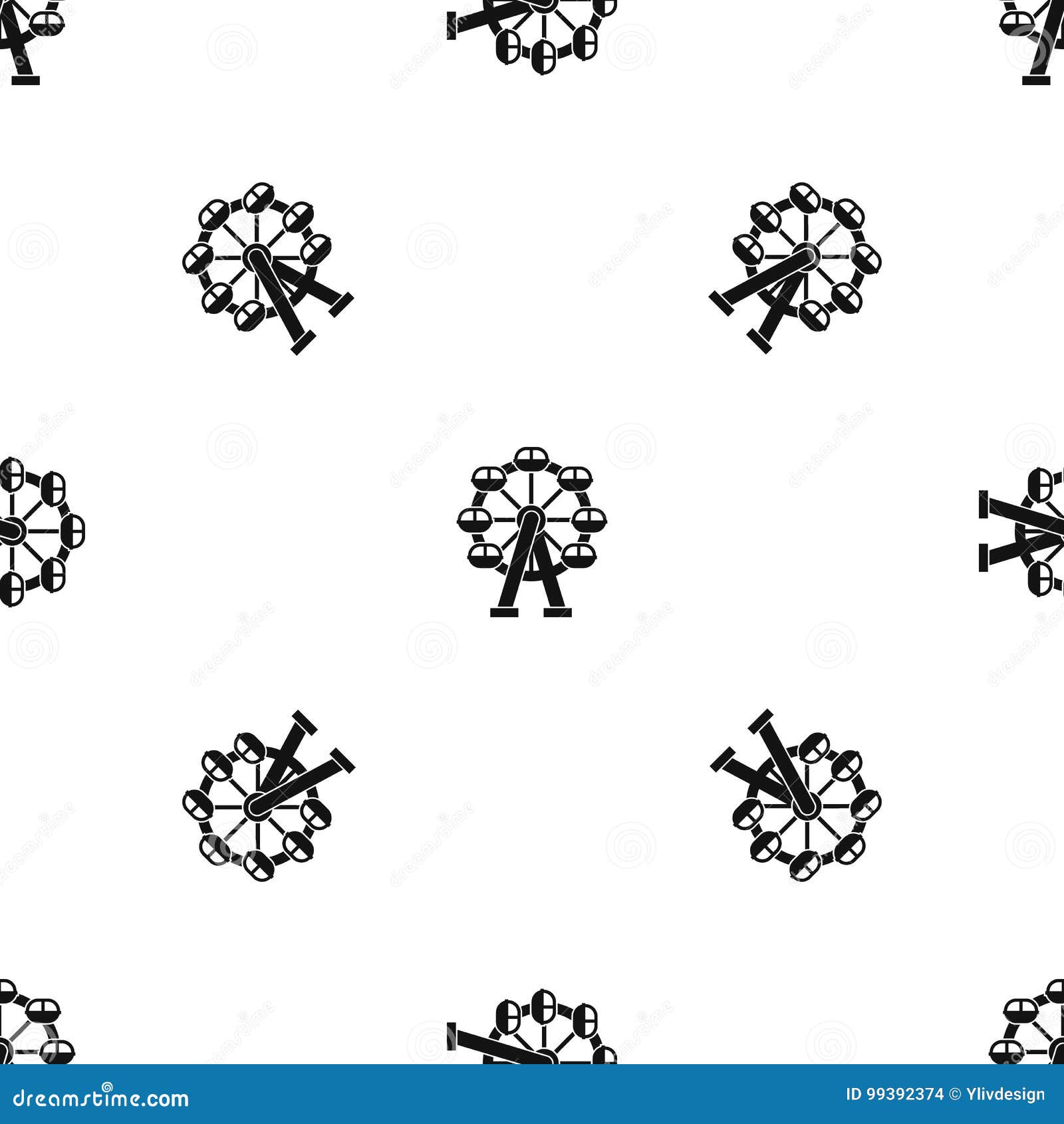 Ferris Wheel Pattern Seamless Black Stock Vector - Illustration of ...