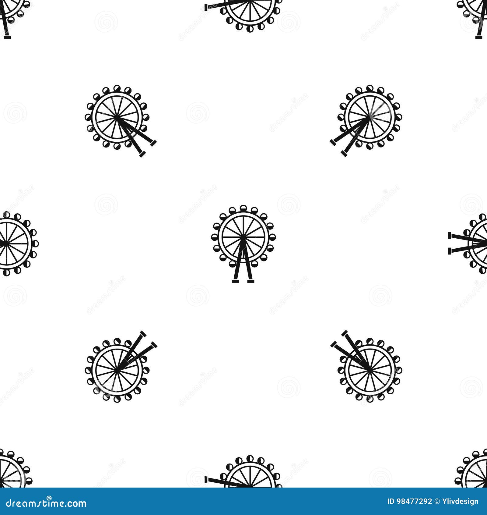 Ferris Wheel Pattern Seamless Black Stock Vector - Illustration of ...