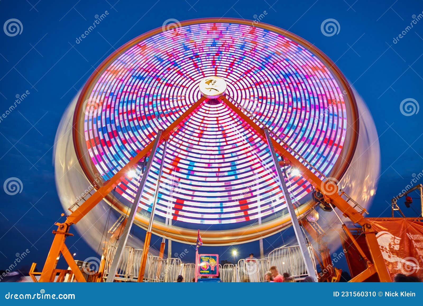 Ferris Wheel with Red, White, and Blue Stock Photo - Image of detail ...