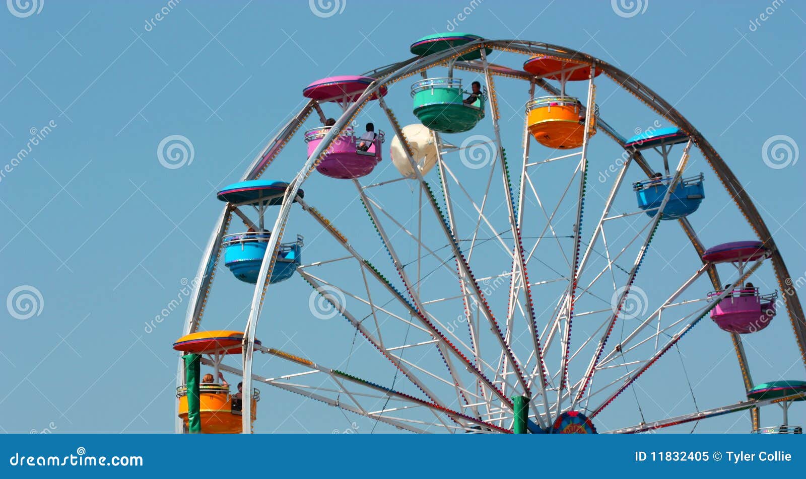 Ferris Wheel Ride, with Clear Blue Sky Stock Image - Image of full ...