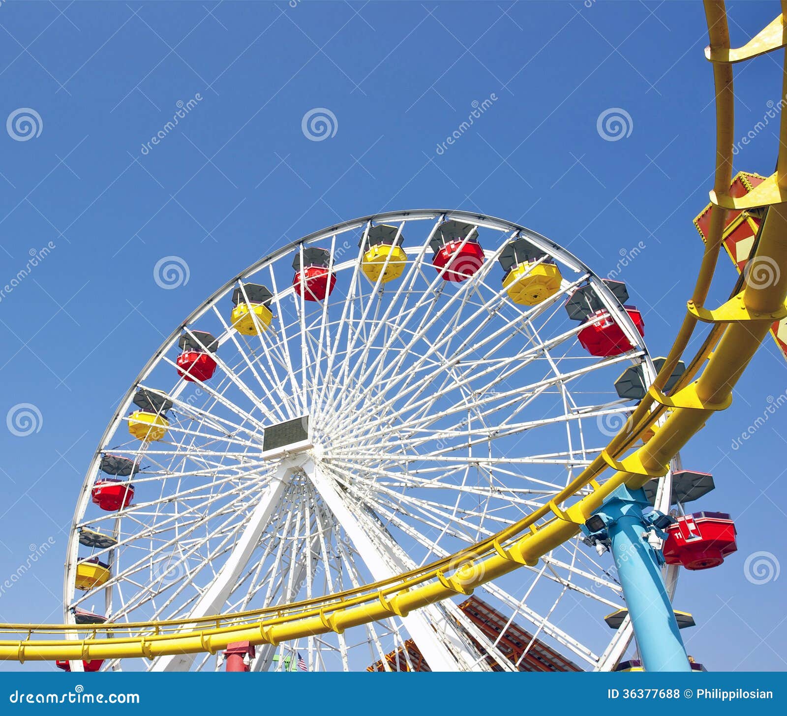 Ferris Wheel and Roller Coaster Track Stock Photo - Image of coaster ...
