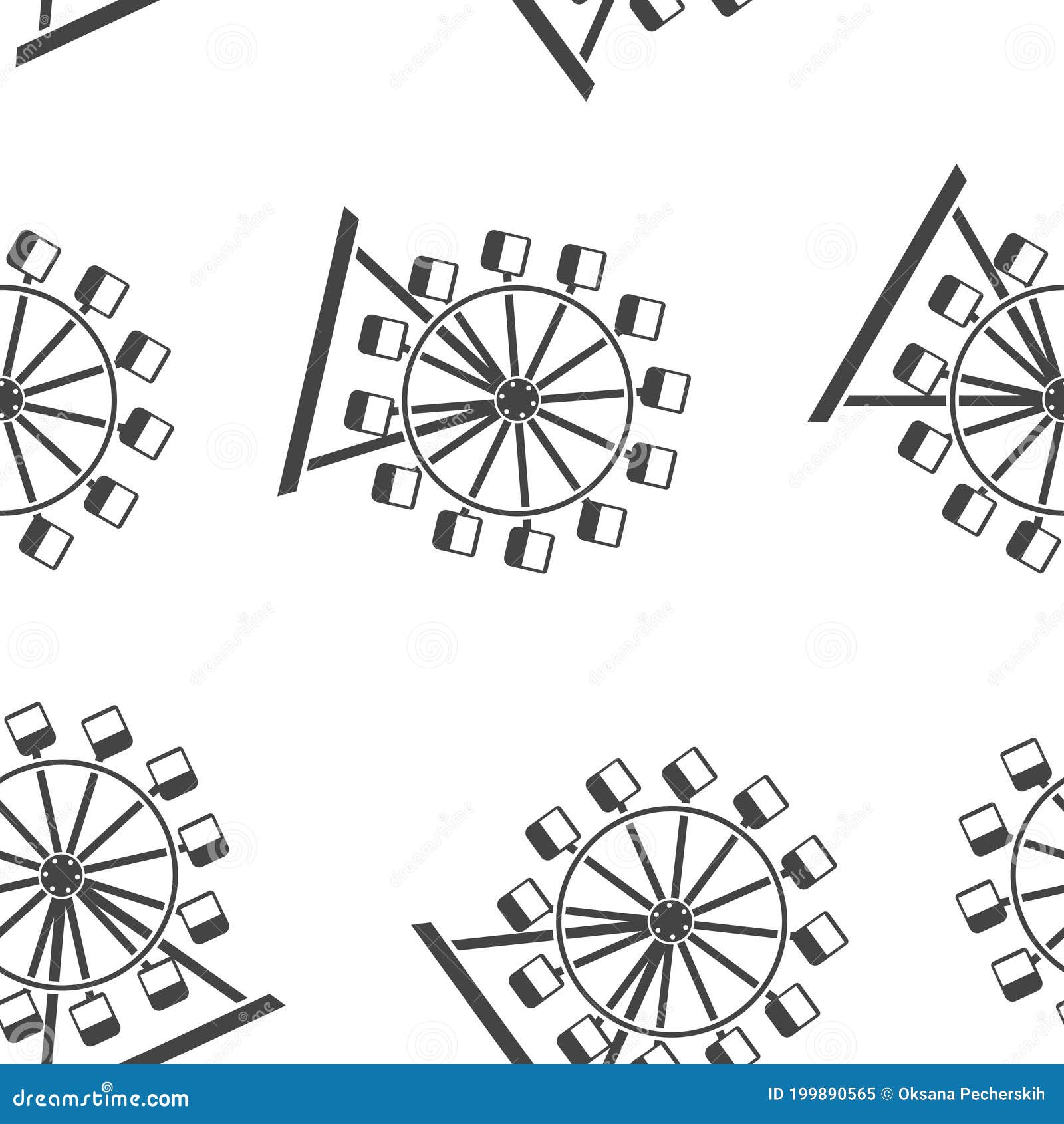 Ferris Wheel Seamless Pattern on a White Background Stock Vector ...