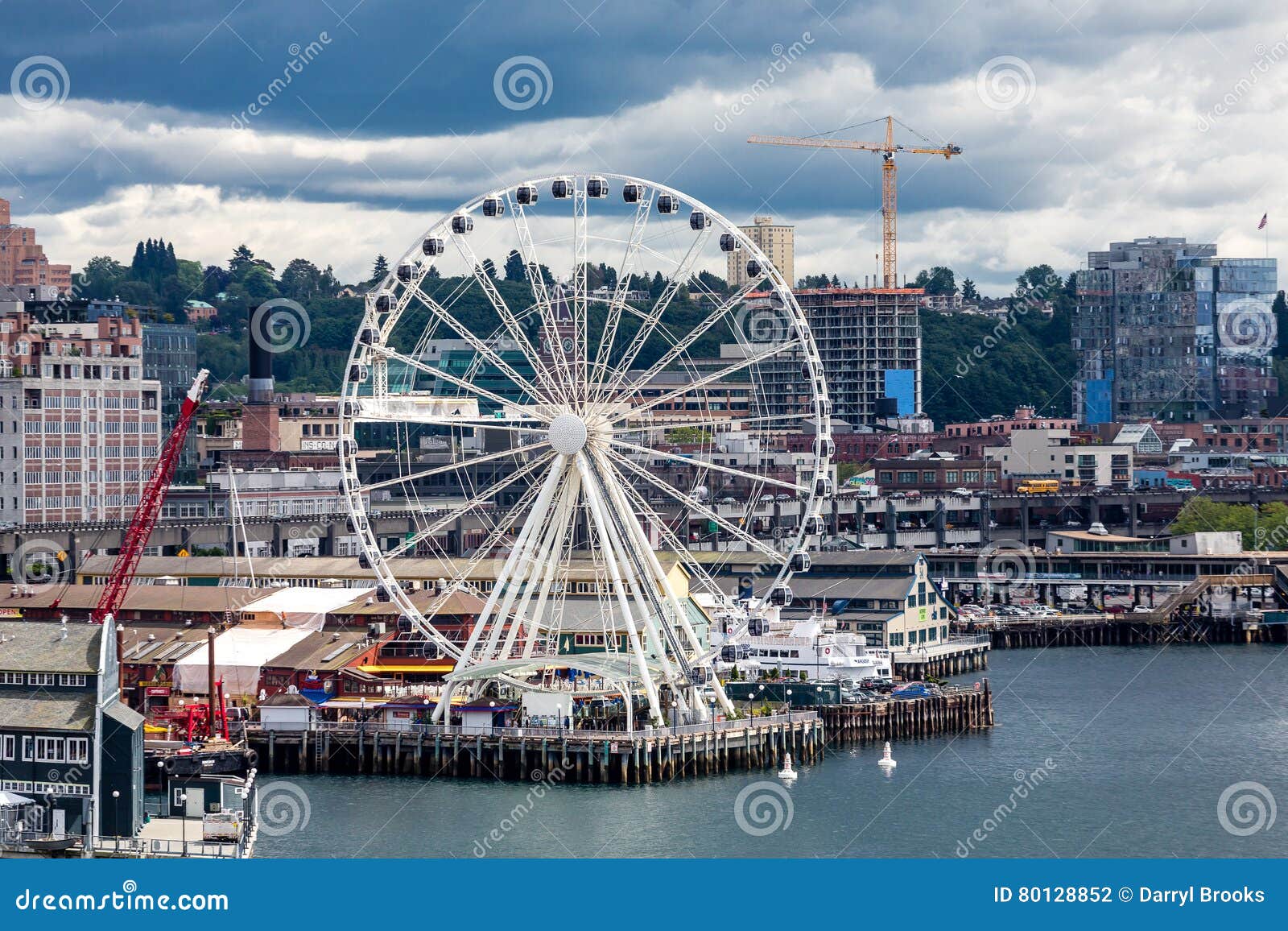 Ferris Wheel on Seattle Shore Editorial Photography - Image of pacific ...