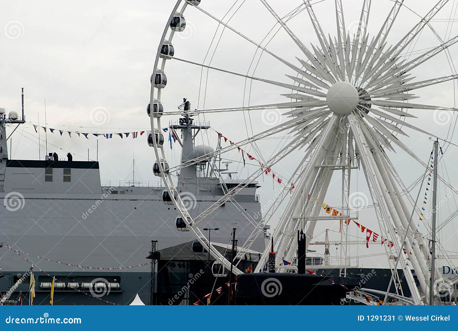 Ferris Wheel, Ship and Flags Stock Image - Image of descend, enormous ...
