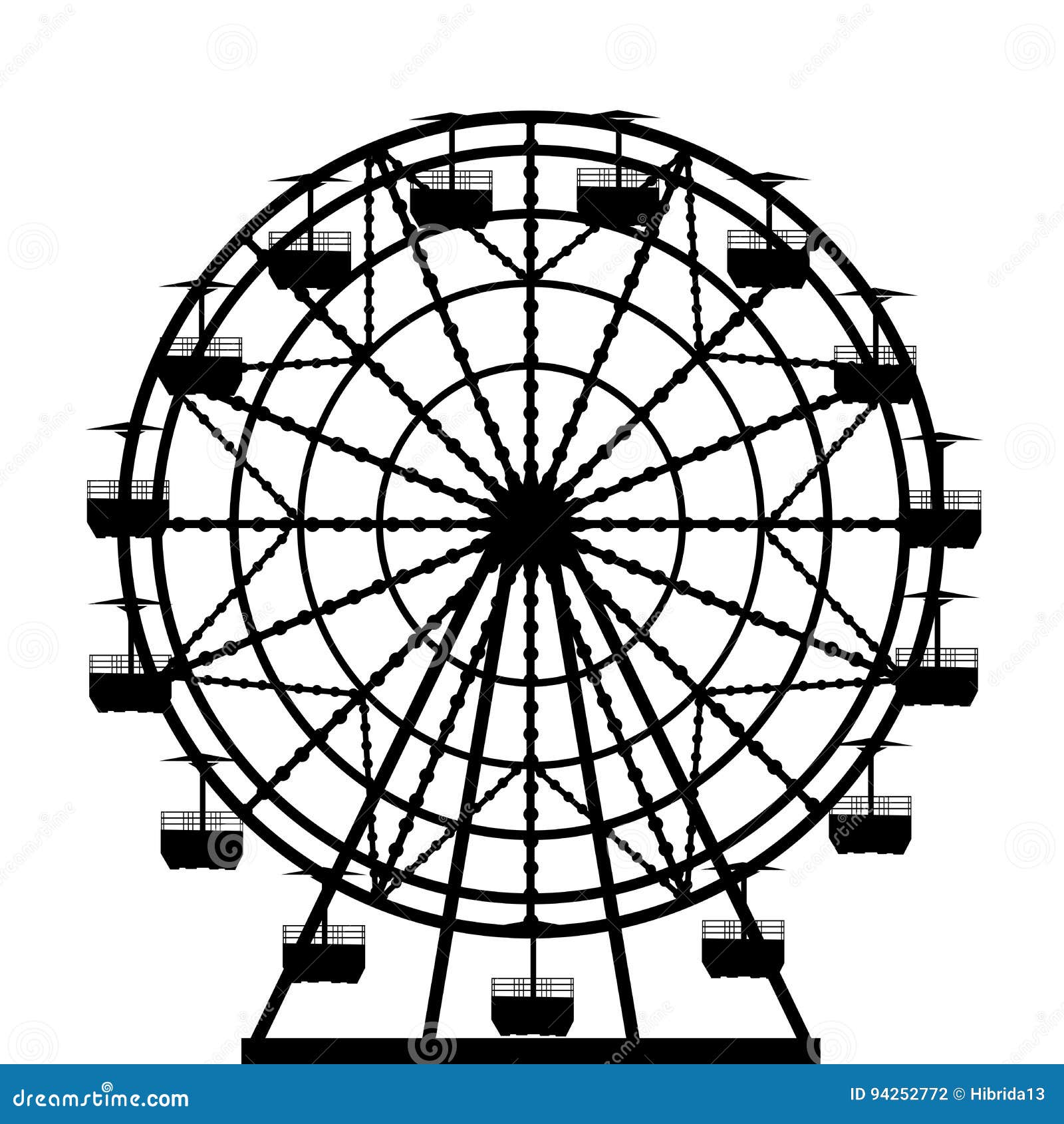 Ferris wheel silhouette stock vector. Illustration of pleasure - 94252772