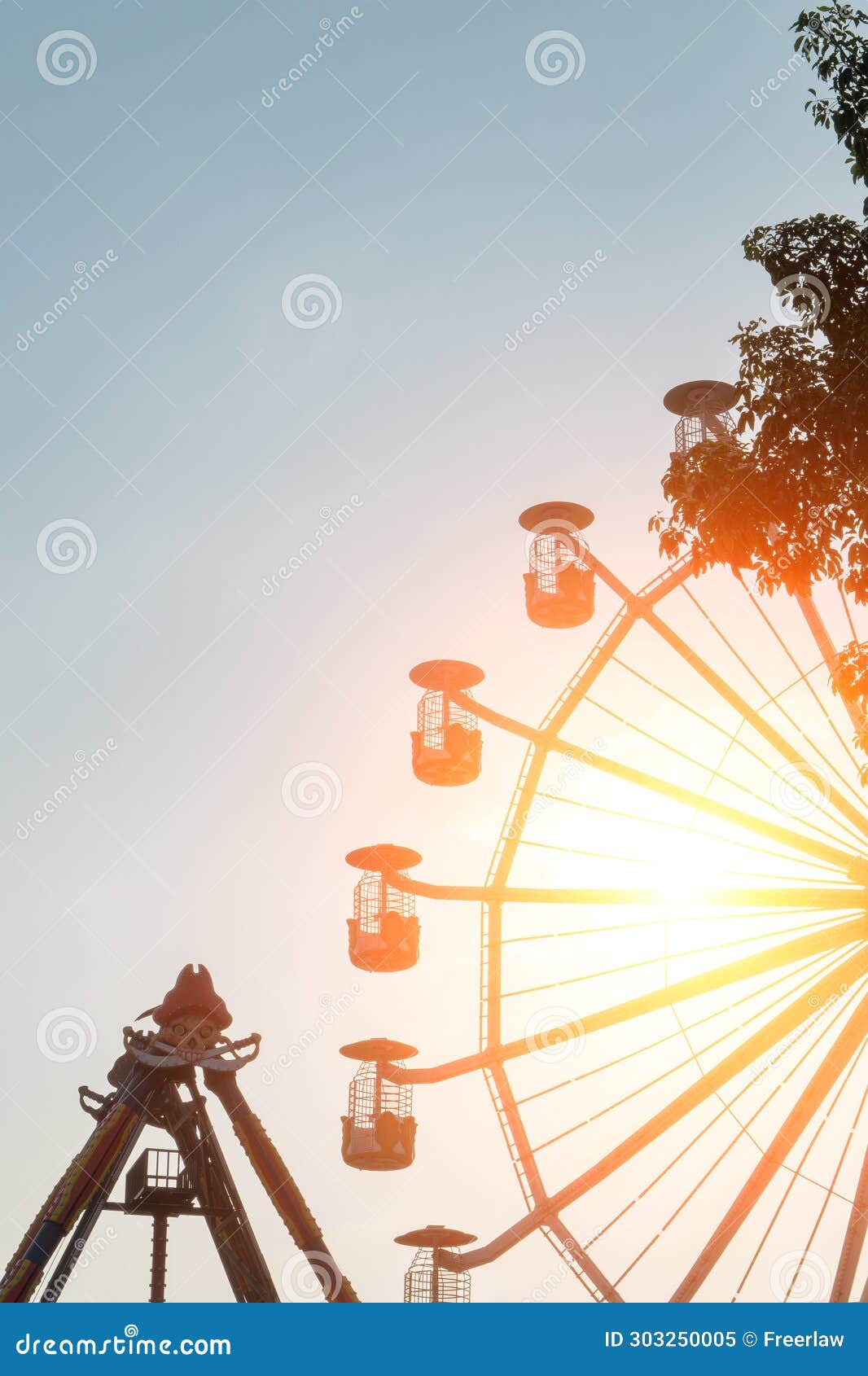 Ferris Wheel in a Sunny Morning Vertical Composition Stock Image ...