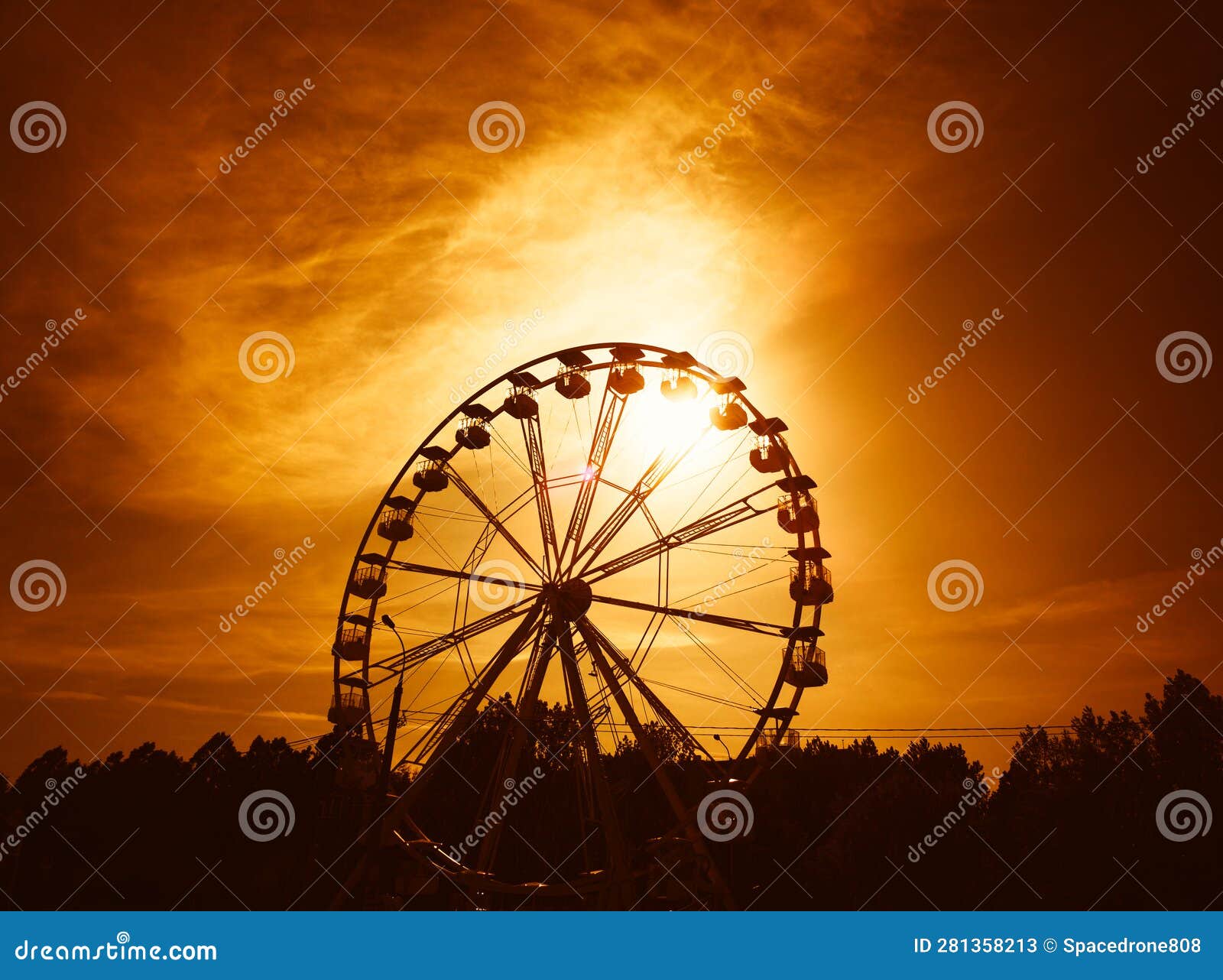 Ferris Wheel during Sunset Time Landscape Backdrop Stock Image - Image ...