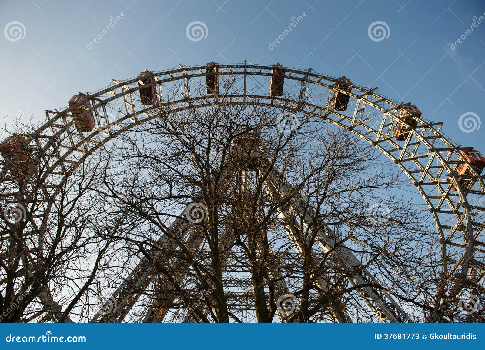Ferris Wheel and a Tree on a Sunny Day at Vienna, Austria Stock Image ...