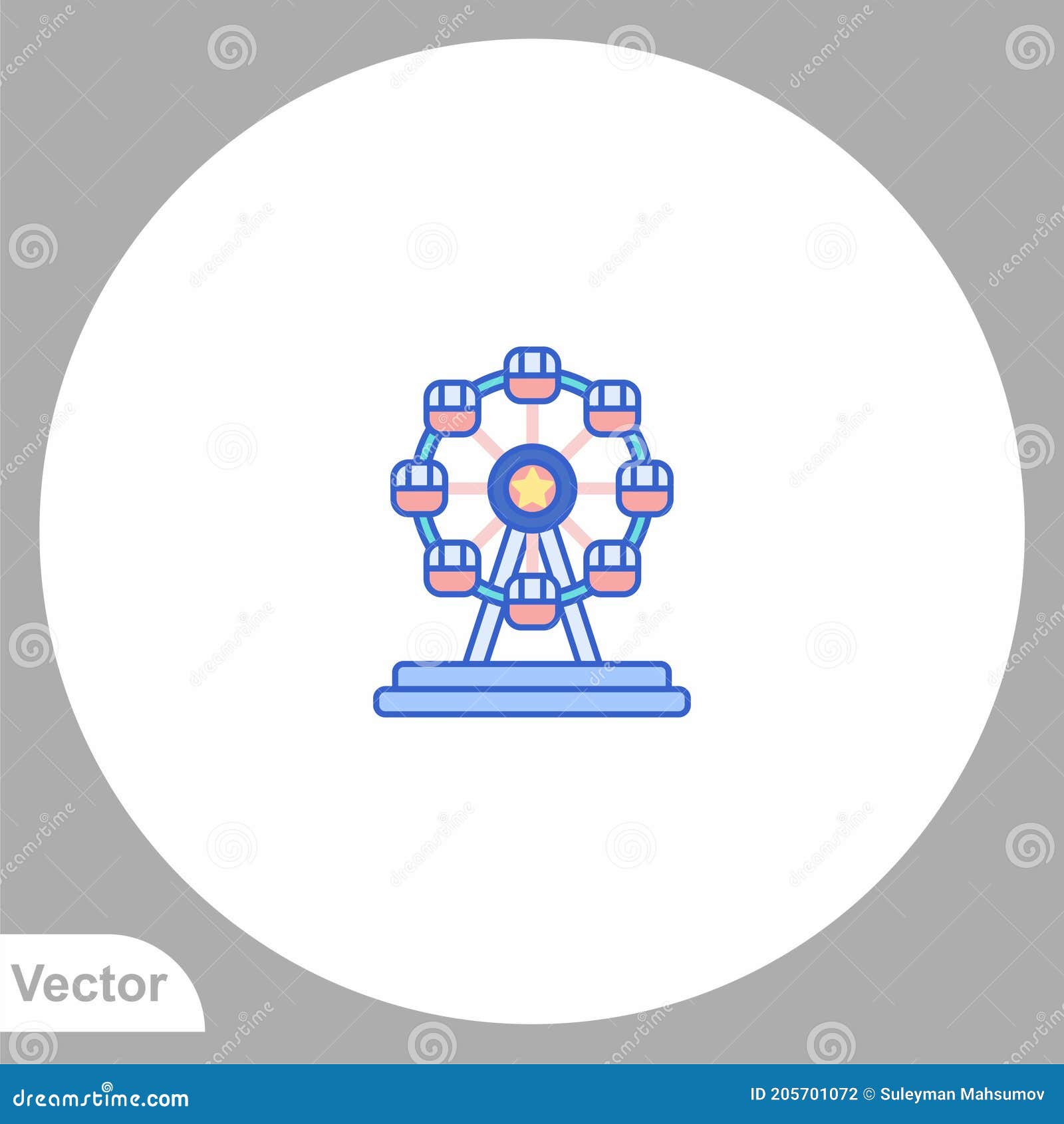 Ferris Wheel Vector Icon Sign Symbol Stock Vector - Illustration of ...