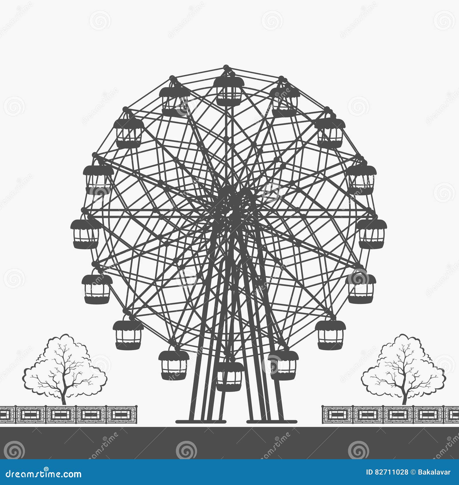 Ferris Wheel Vector Silhouette Stock Illustration - Illustration of ...