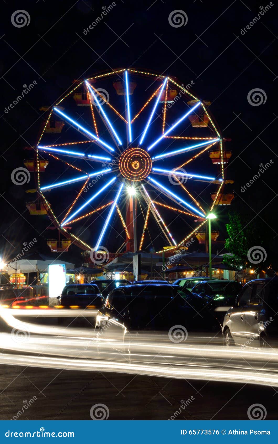 Ferris wheels at night stock photo. Image of colour, entertainment ...